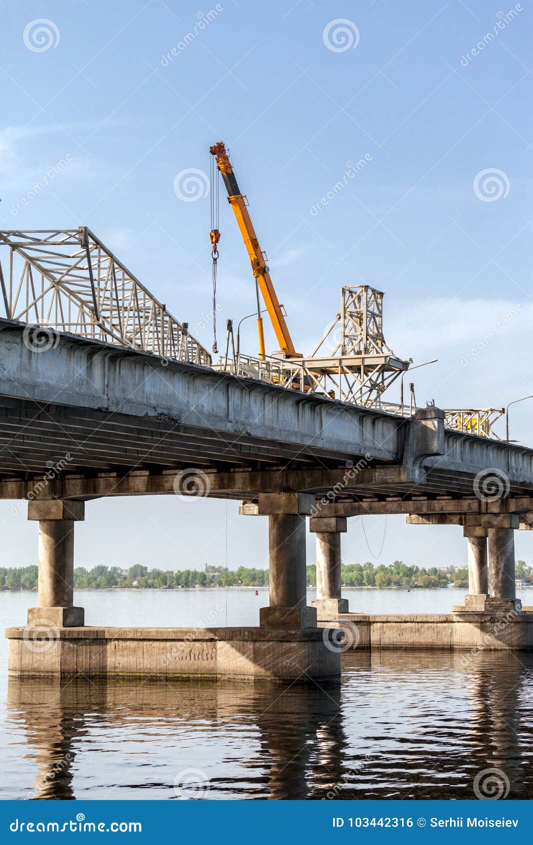 Reconstruction of a River Bridge Stock Photo - Image of europe ...