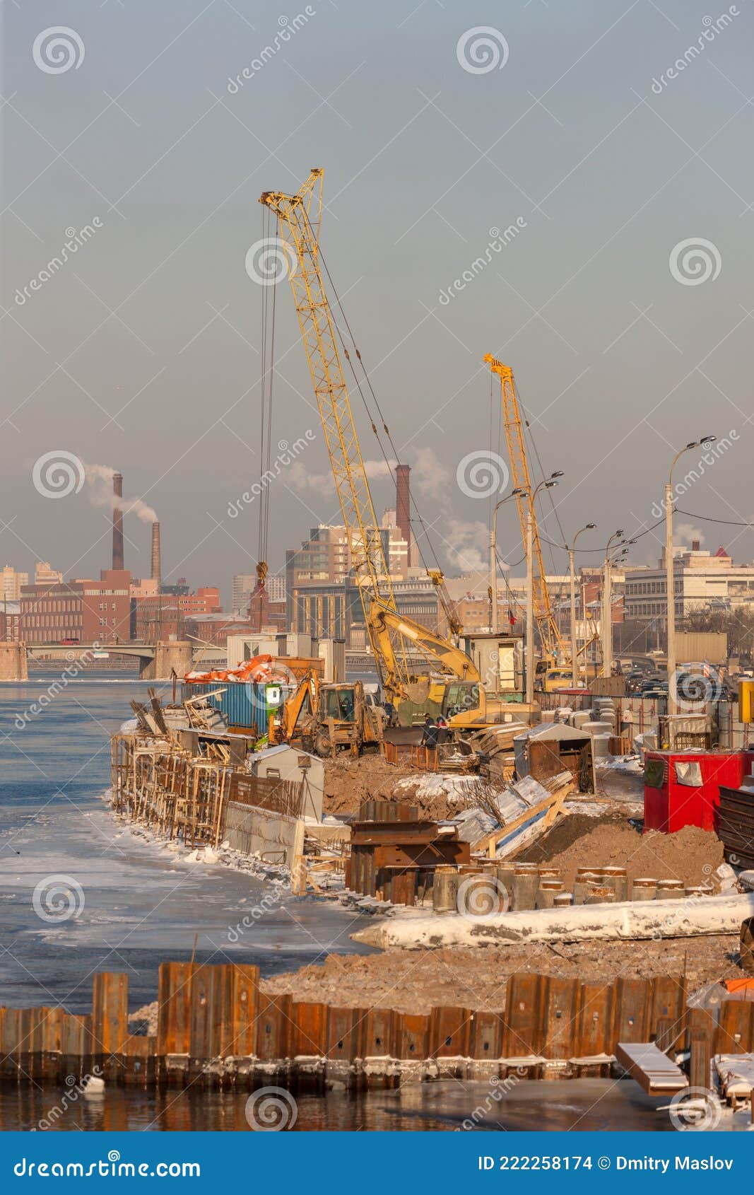 Reconstruction of the River Embankment Stock Photo - Image of site ...