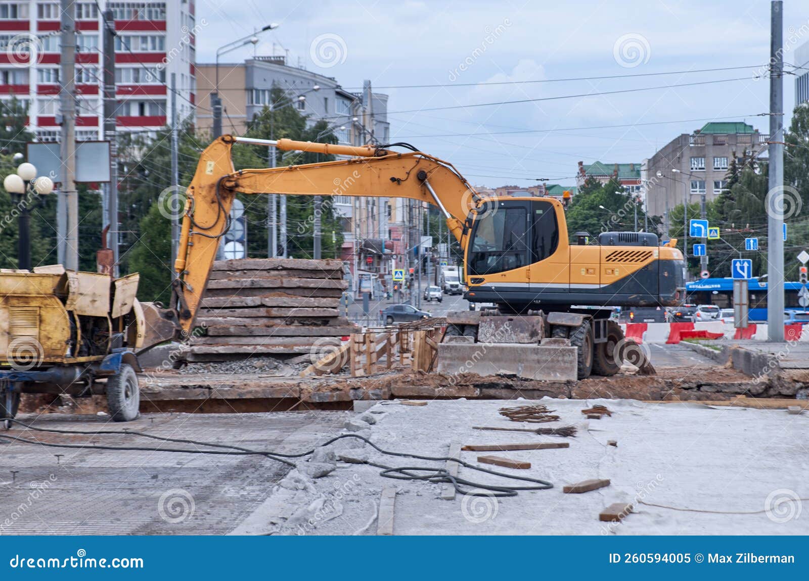 Reconstruction of the Roadway on a Road in the City Stock Image - Image ...