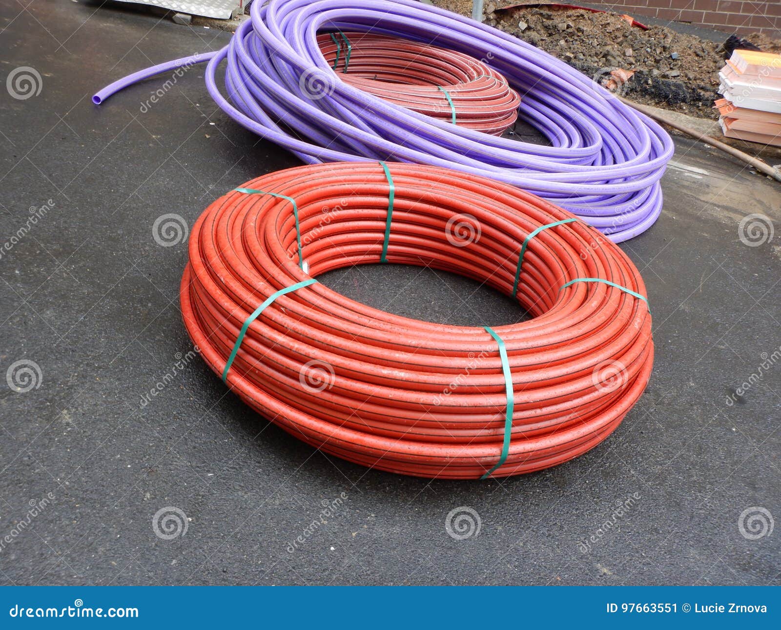 Reconstruction of a Street with Instalation of Pipes Stock Image ...