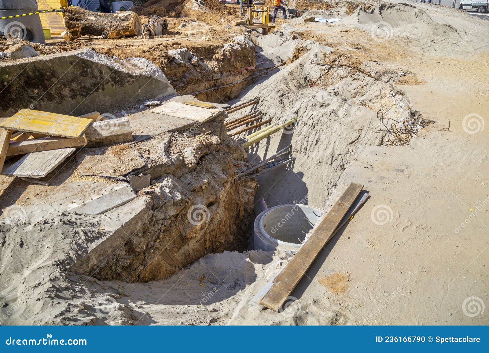 Reconstruction Work on the City Street Stock Photo - Image of caution ...
