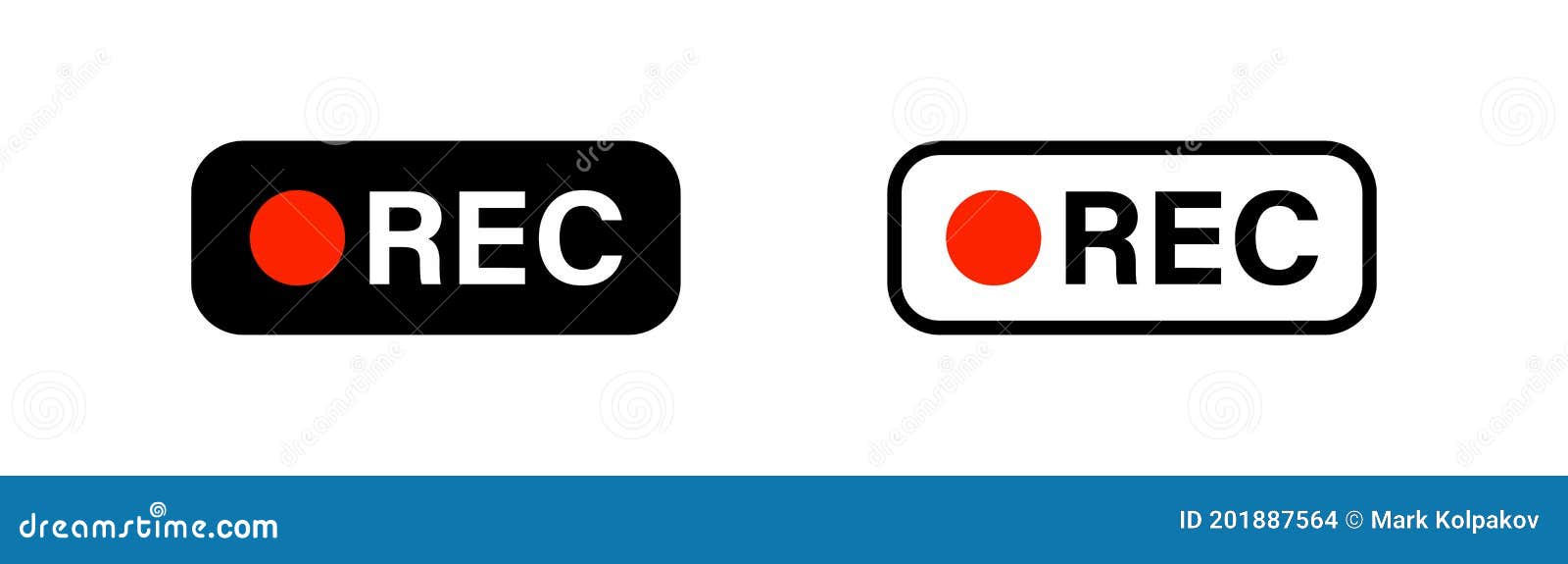 Record Button. REC Isolated Vector Icon Stock Vector - Illustration of ...