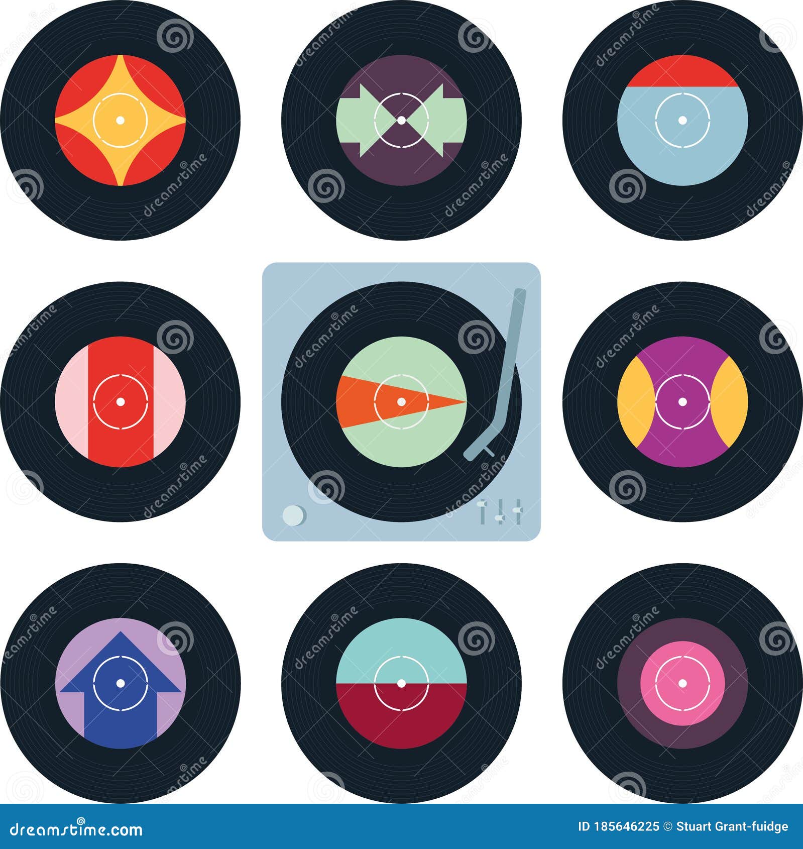 45rpm Record And Arm On White Cartoon Vector | CartoonDealer.com #117067559