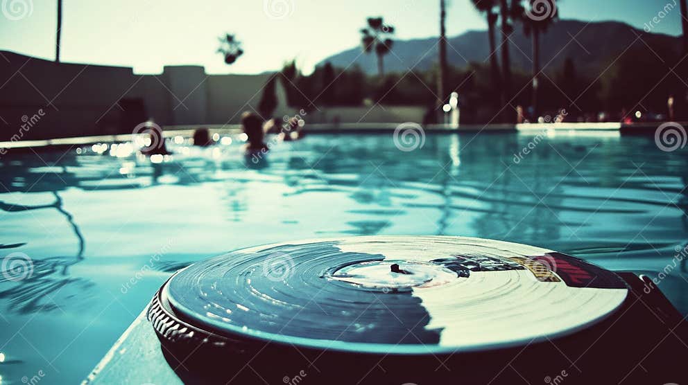 A Record is Floating on the Surface of a Pool Stock Illustration ...