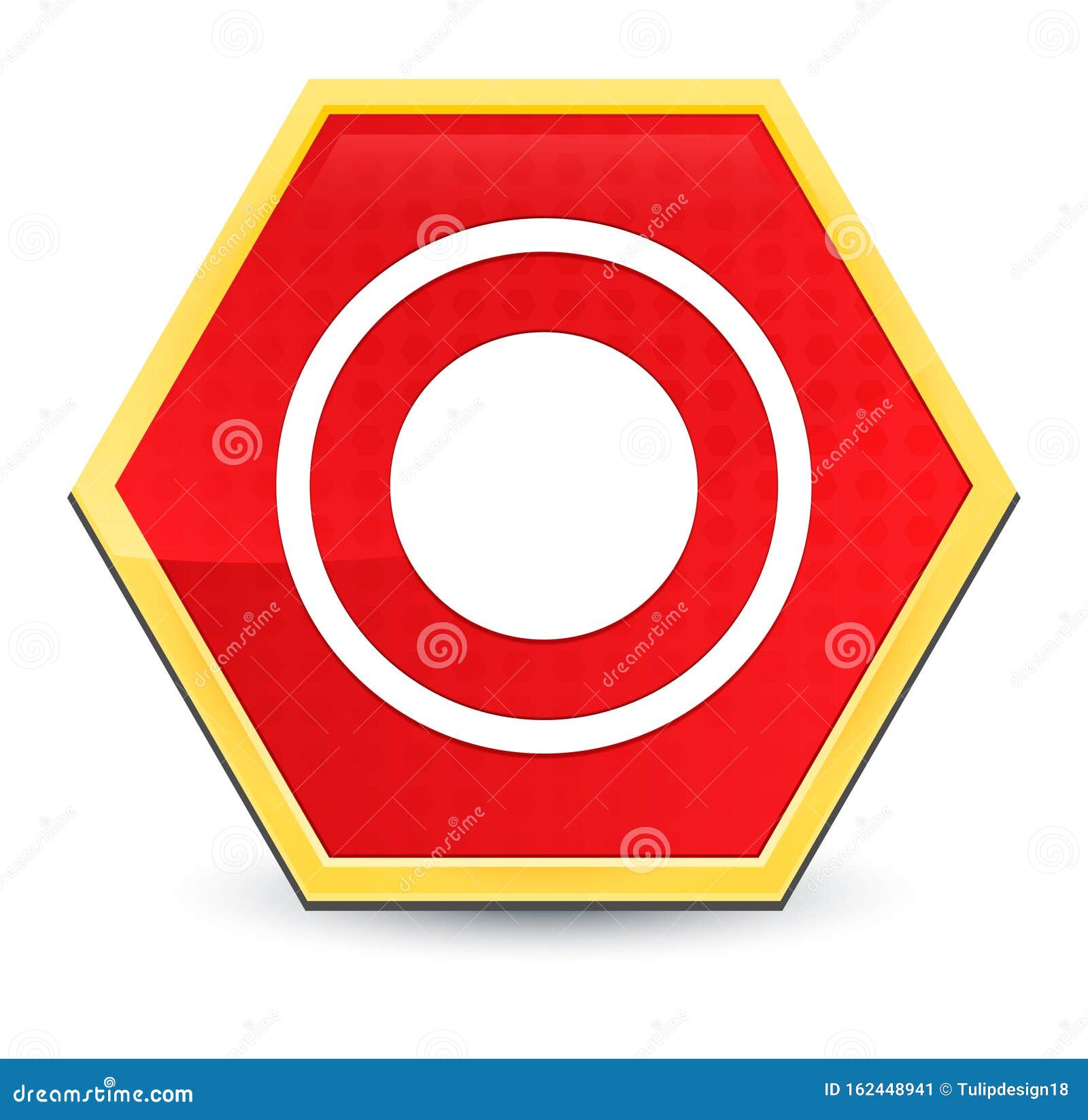 Record Icon Abstract Red Hexagon Button Bright Yellow Frame Elegant ...