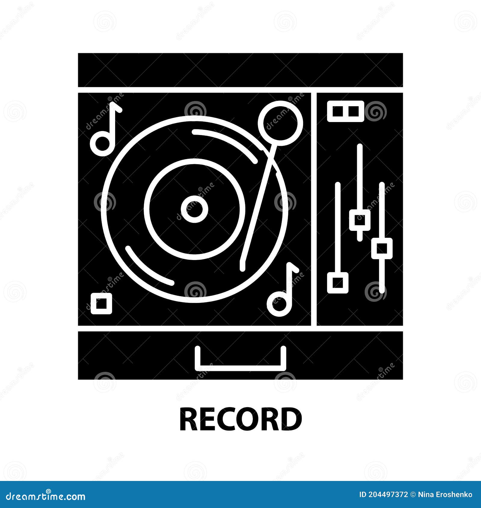Record Icon, Black Vector Sign with Editable Strokes, Concept ...
