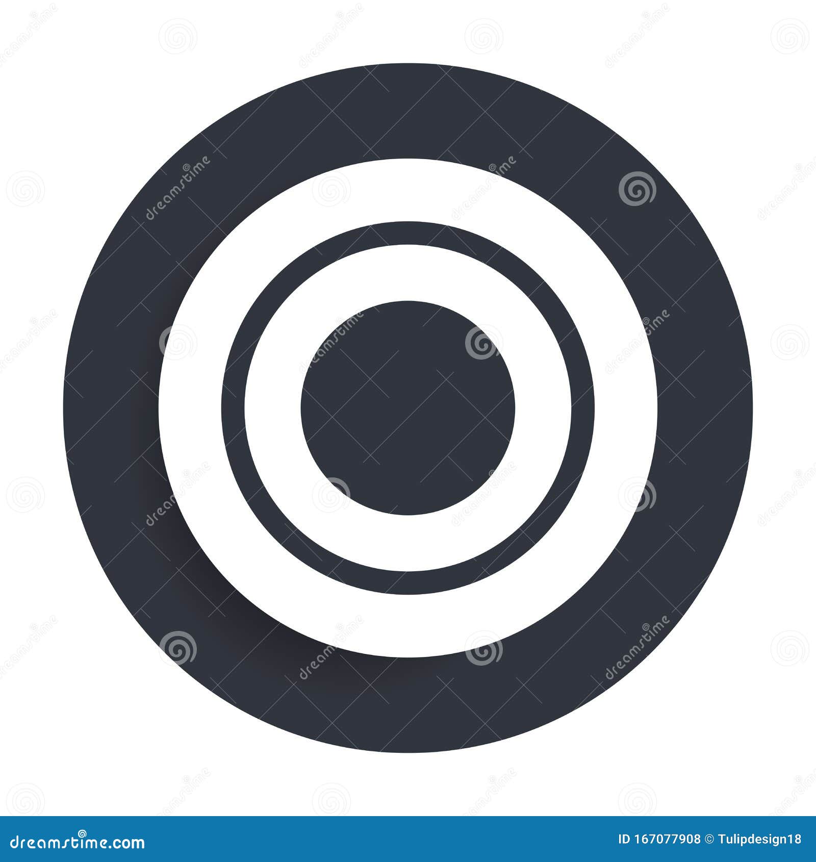 Record Icon Flat Vector Round Button Clean Black and White Design ...