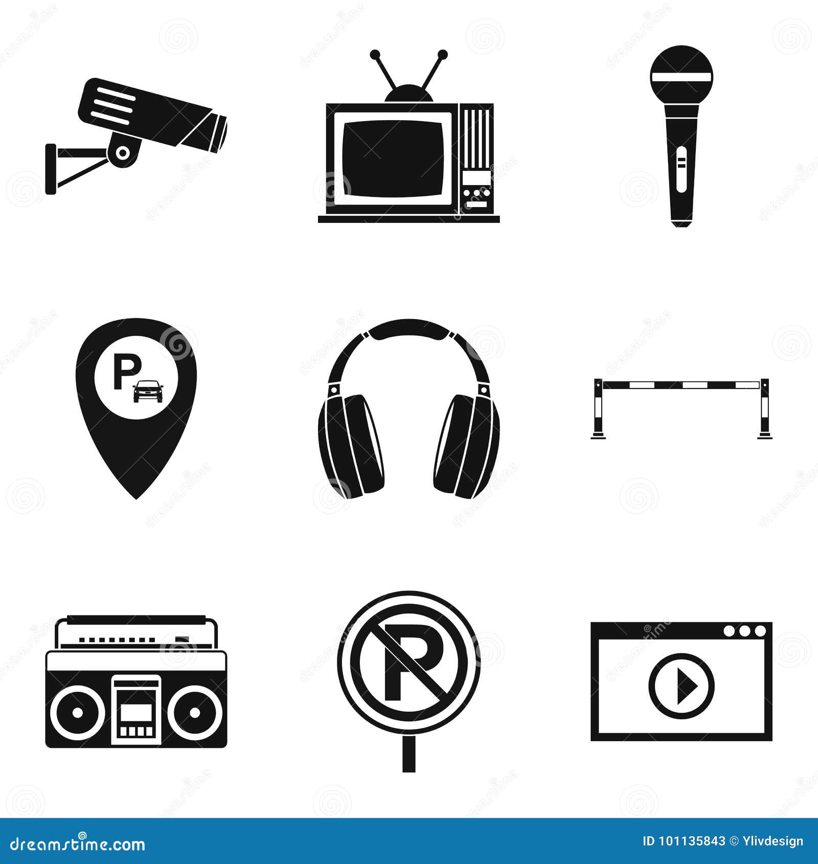 Record Icons Set, Simple Style Stock Vector - Illustration of card ...