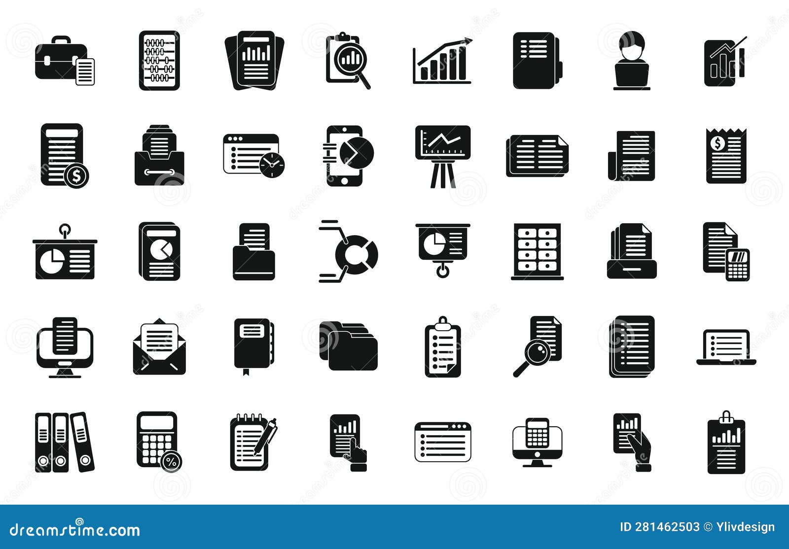 Record Keeping Icons Set Simple Vector. Budget Contract Stock Vector ...