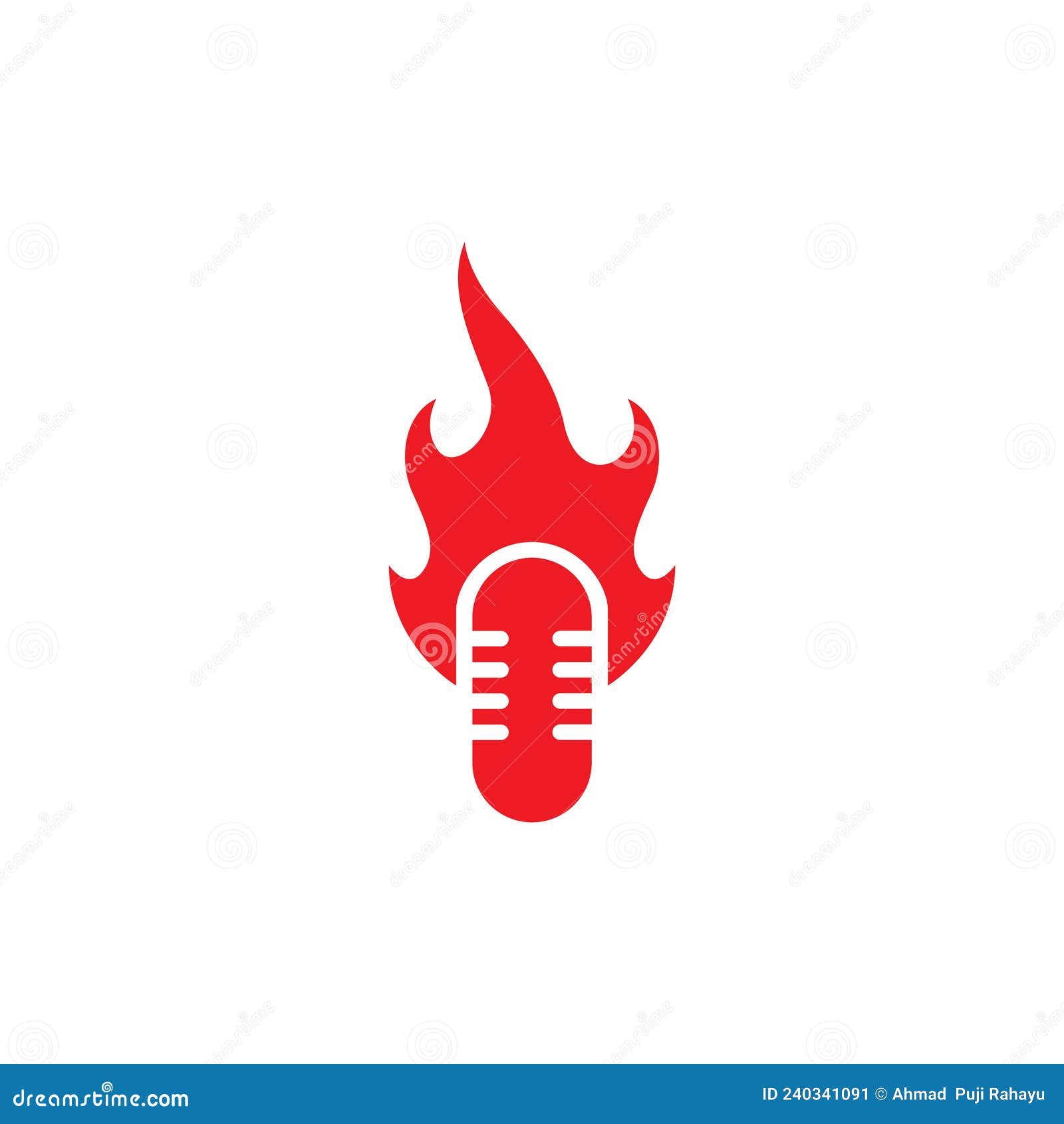 Record Microphone with Fire Flame Logo Design, Vector Graphic Symbol ...