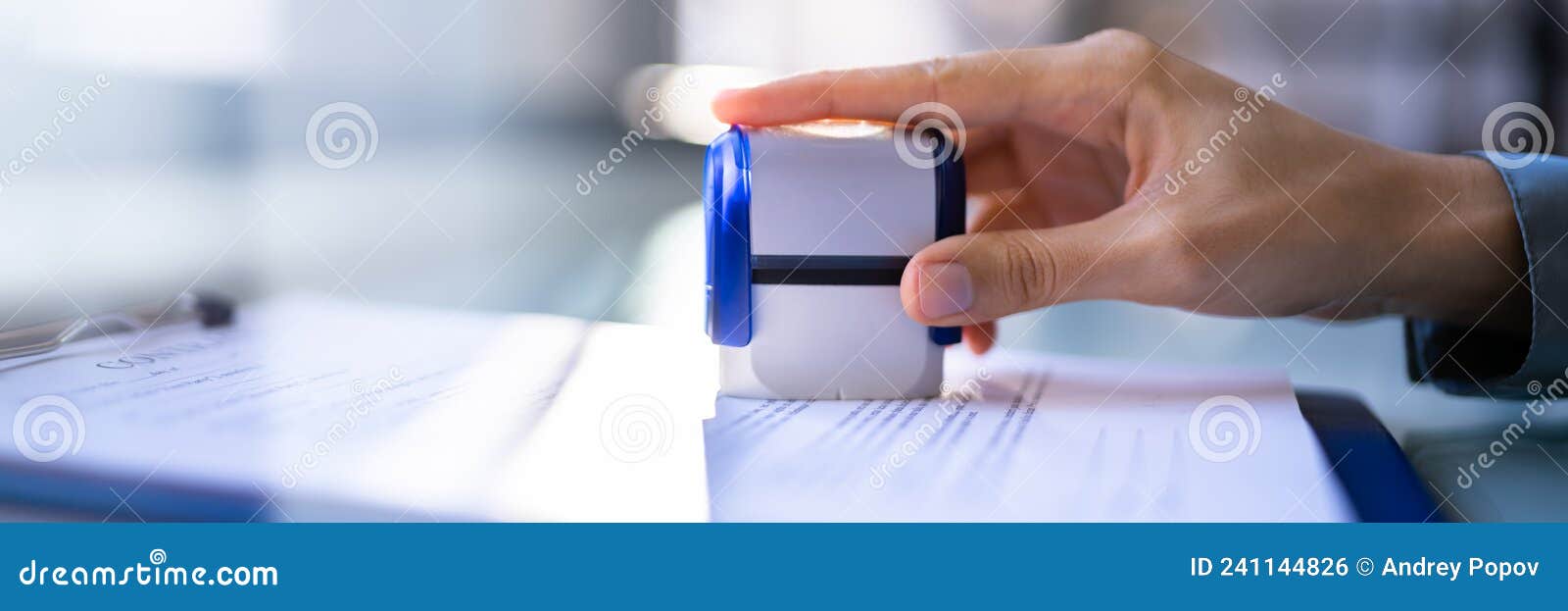 Record or Permit Document Paper Stamper Stock Photo - Image of hand ...