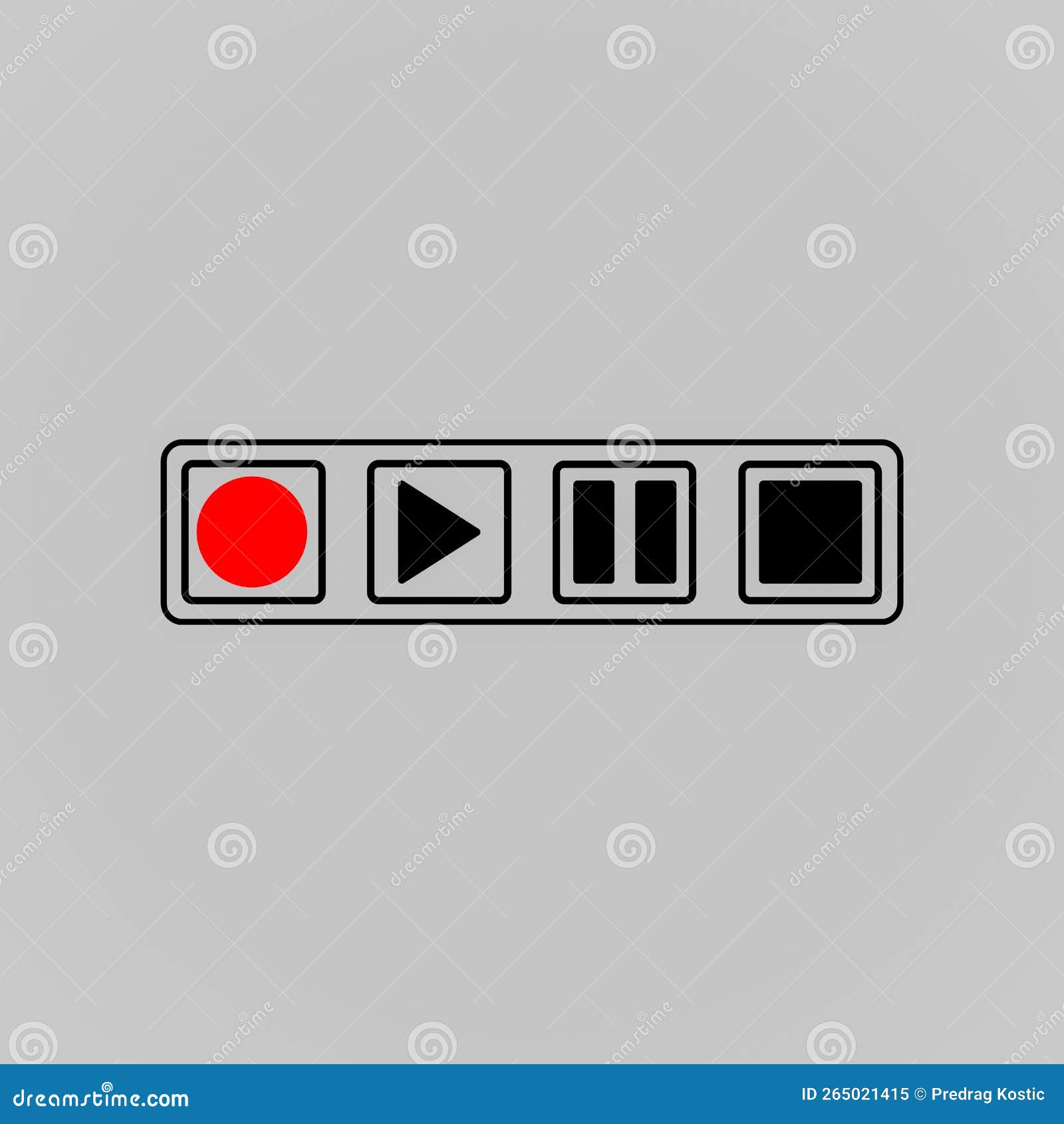 Record, Play, Pause and Stop Icons Stock Illustration - Illustration of ...