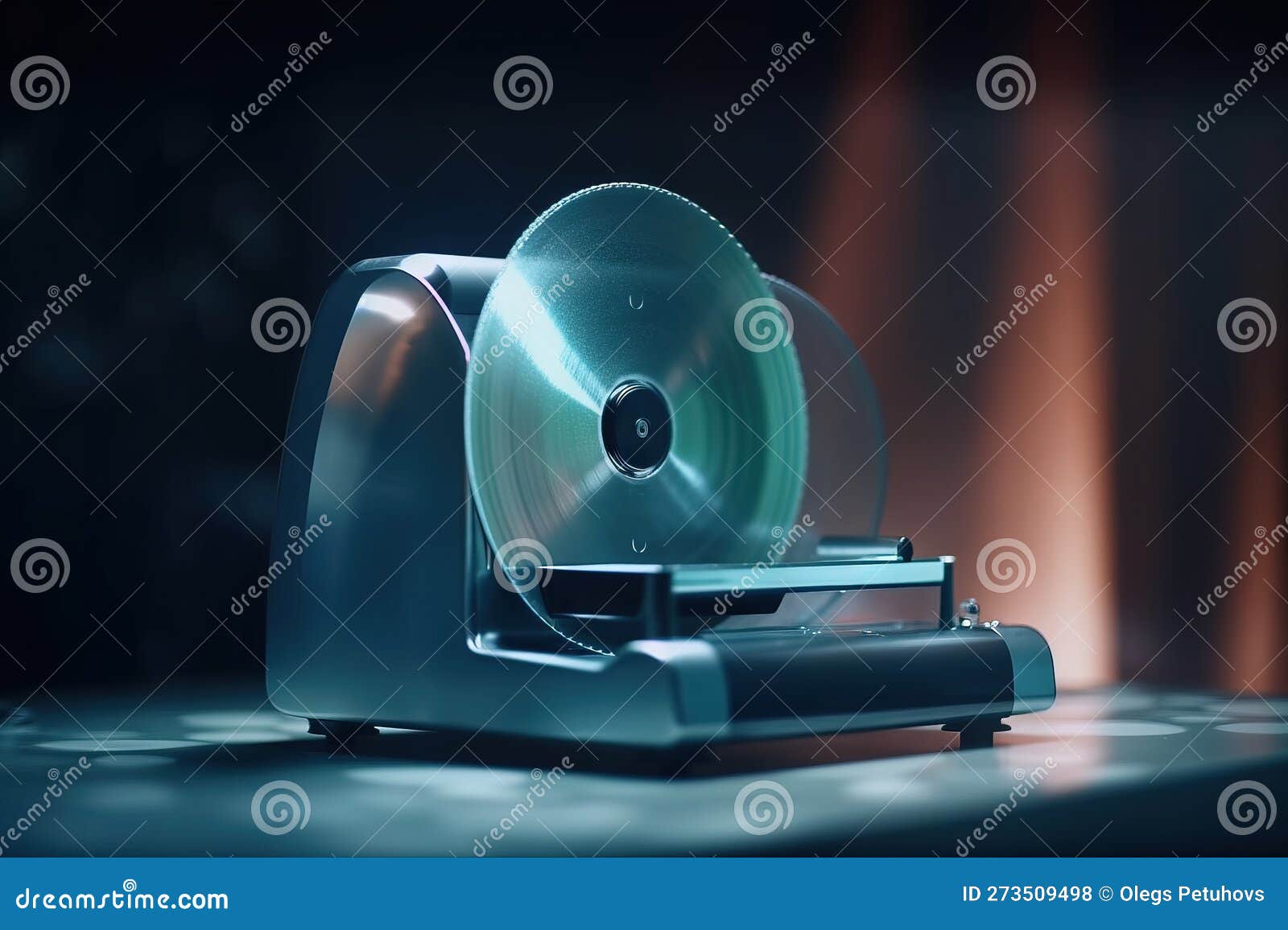 A Record Player with a Disc on it on a Table Stock Illustration ...