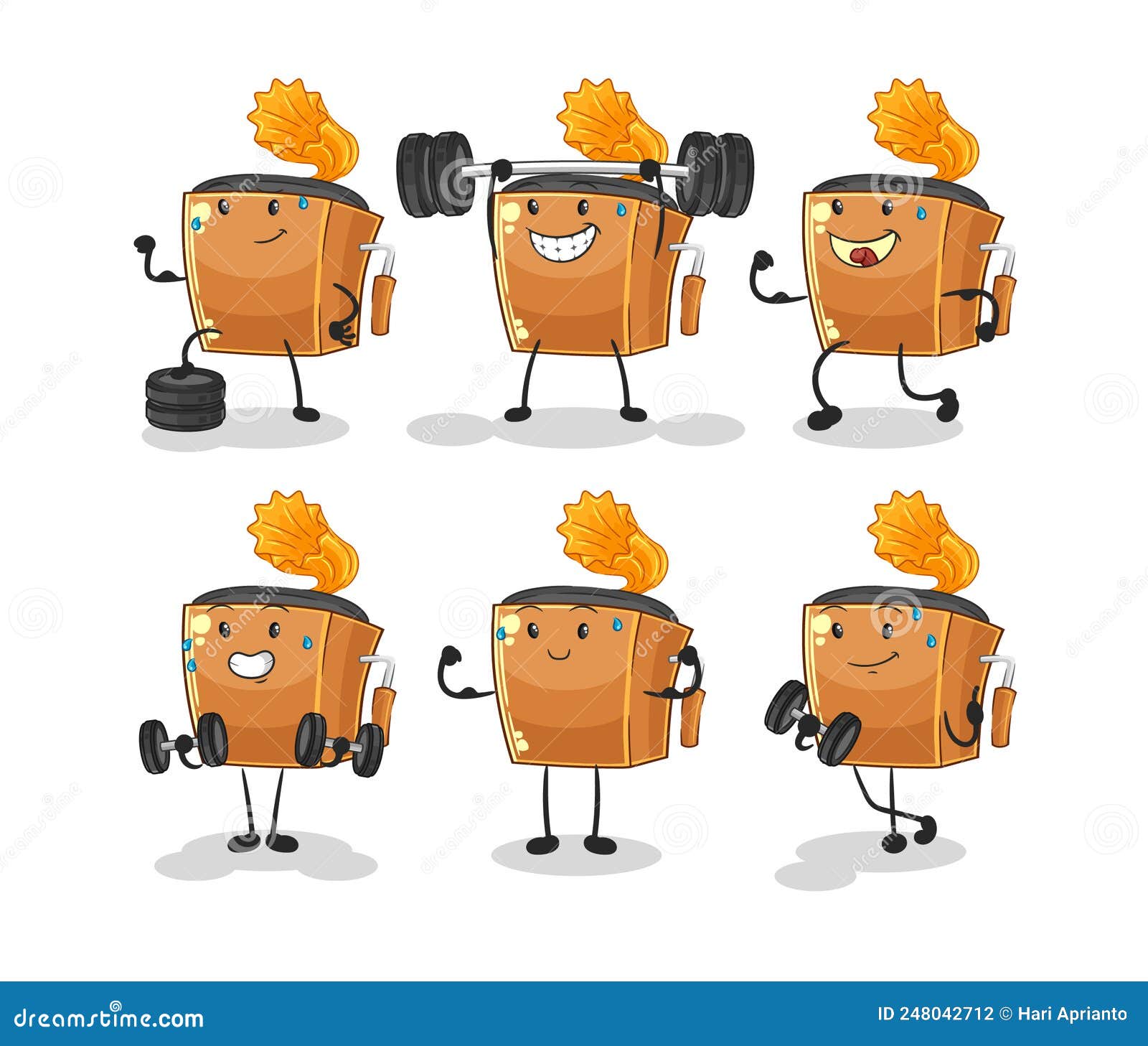 Record Player Exercise Set Character. Cartoon Mascot Vector Stock ...