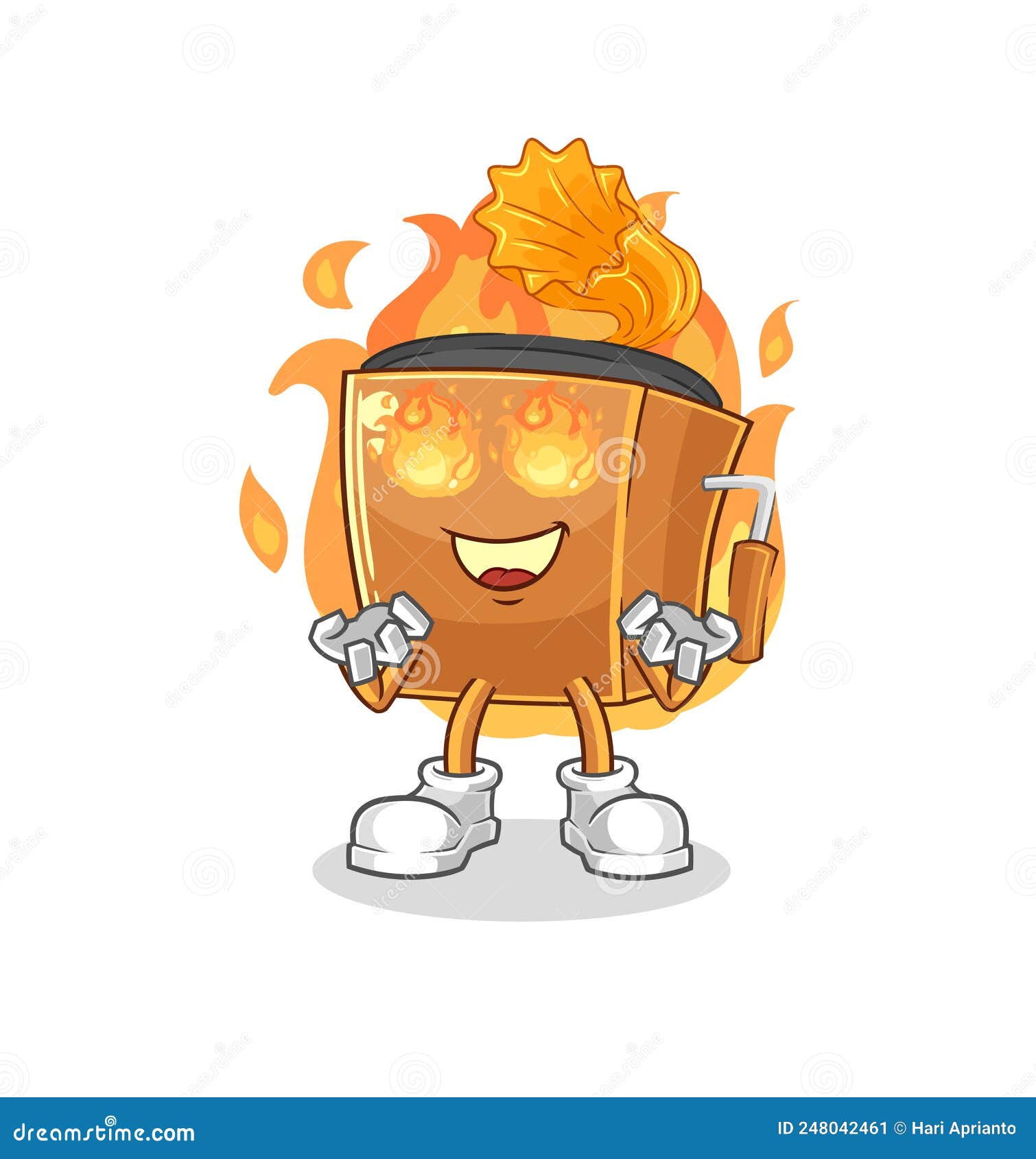 Record Player on Fire Mascot. Cartoon Vector Stock Vector ...
