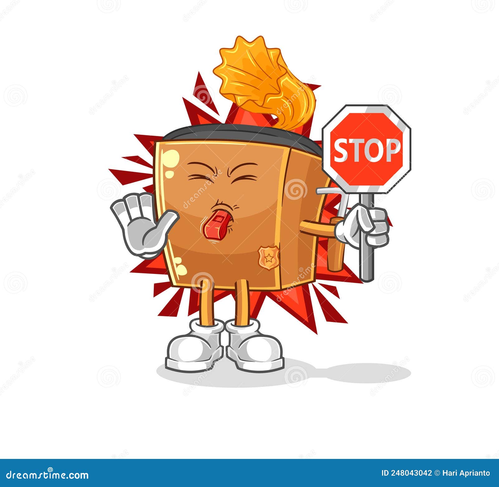 Record Player Holding Stop Sign. Cartoon Mascot Vector Stock Vector ...