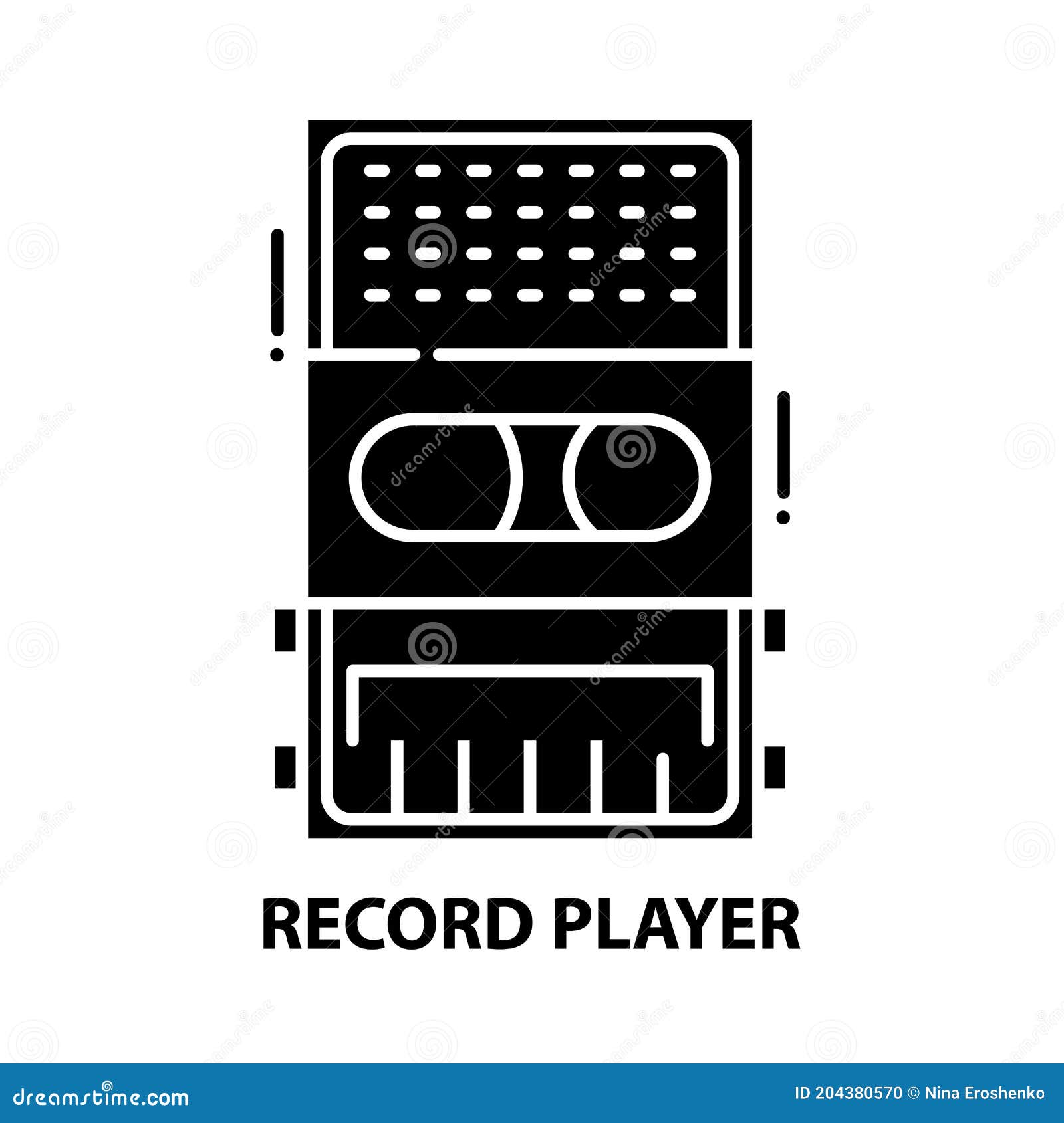 Record Player Icon, Black Vector Sign with Editable Strokes, Concept ...
