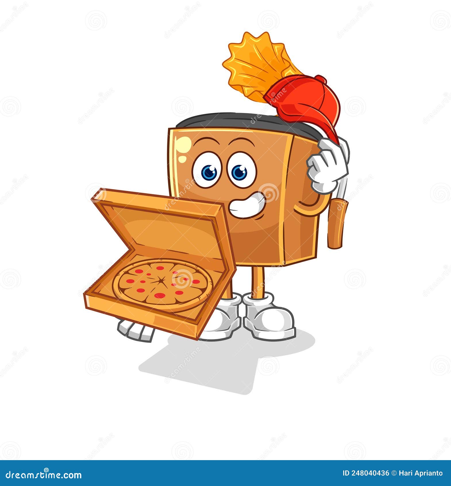 Record Player Pizza Delivery Boy Vector. Cartoon Character Stock Vector ...