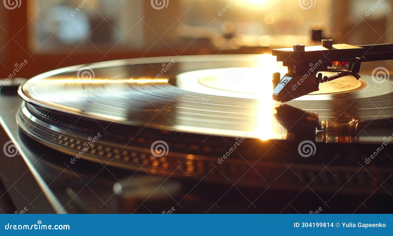 Record Player Showing Lights and Reflection of Sunlight Stock Photo ...