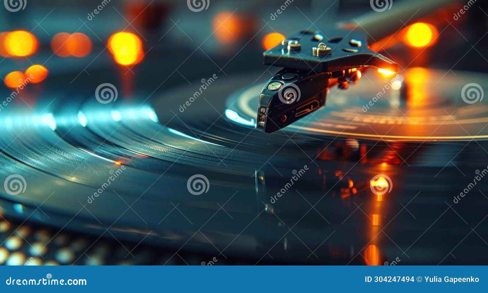 Record Player Showing Lights and Reflection of Sunlight Stock Photo ...