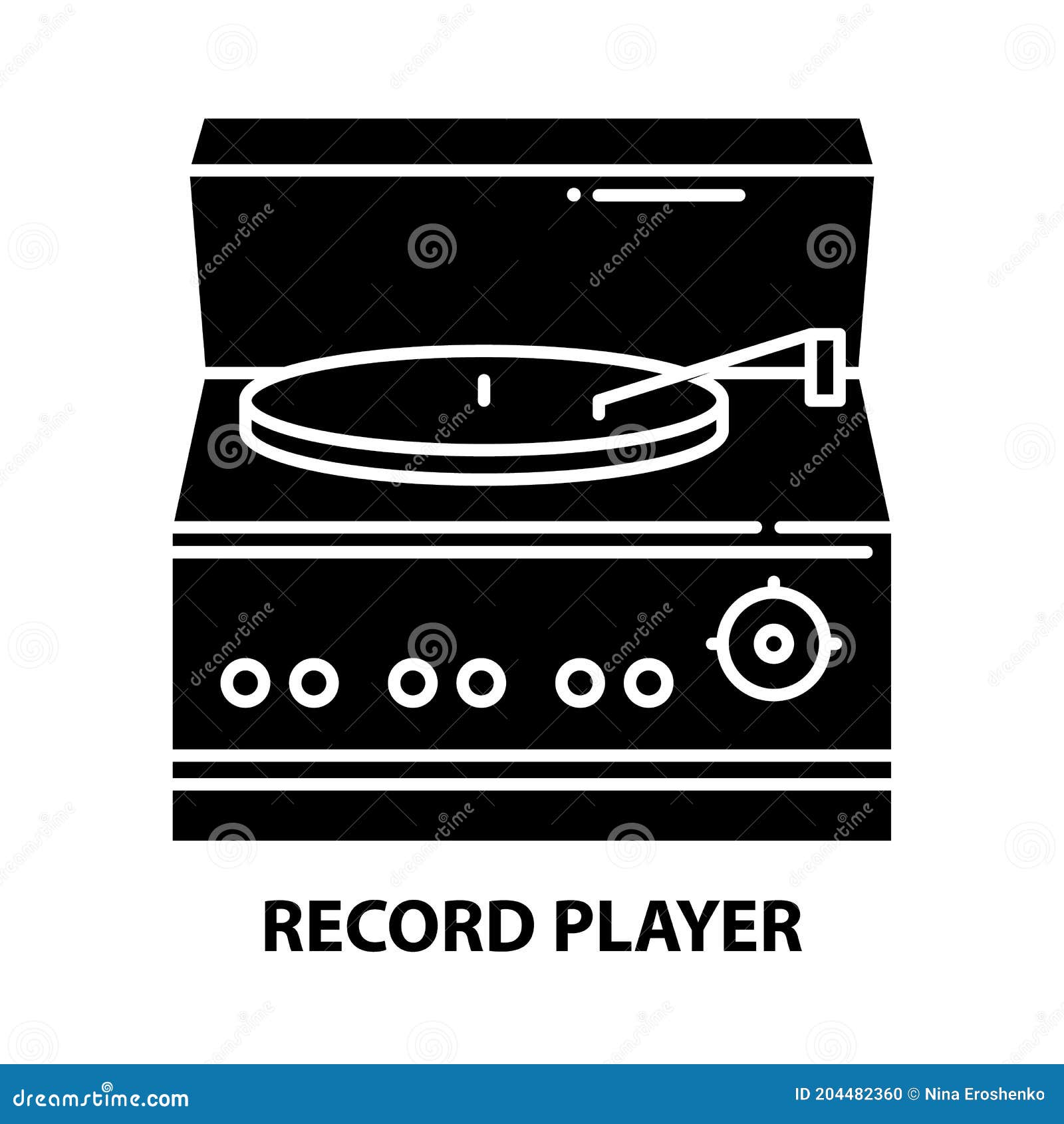 Record Player Symbol Icon, Black Vector Sign with Editable Strokes ...