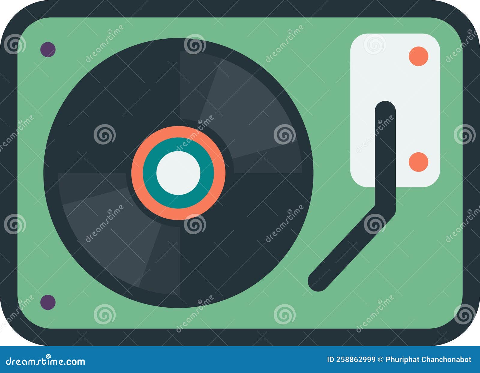 Record Player from Top View Illustration in Minimal Style Stock Vector ...
