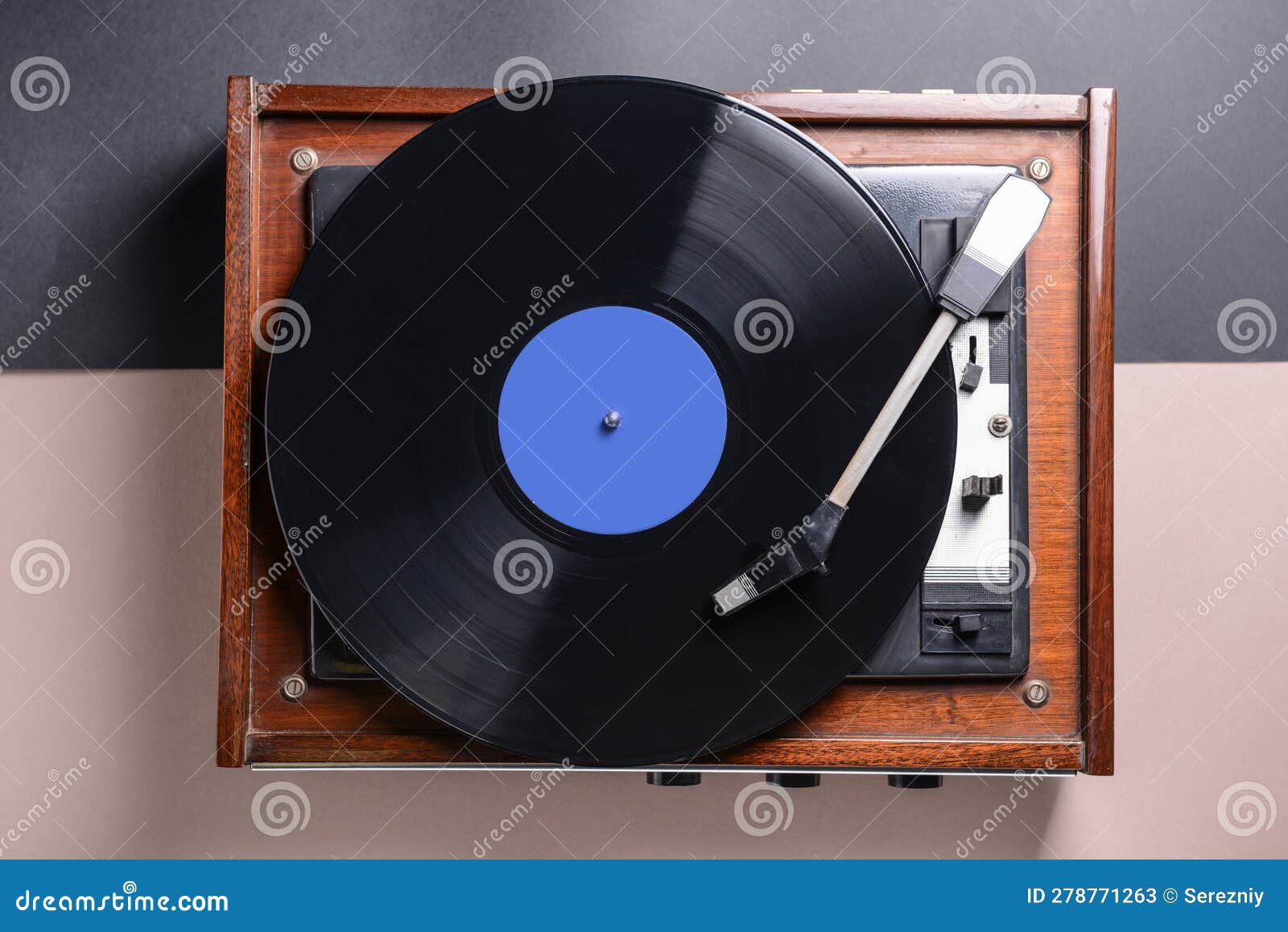 Record Player with Vinyl Disc on Table Stock Image - Image of play ...