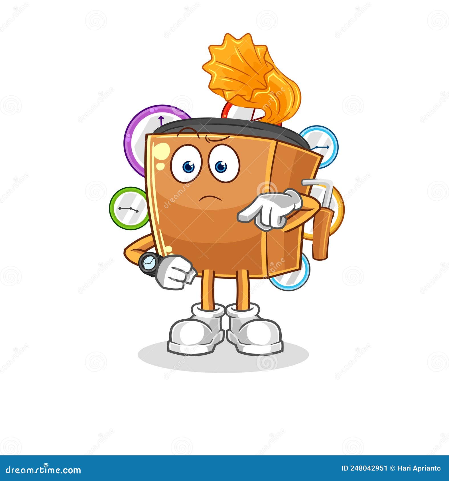 Record Player with Wristwatch Cartoon. Cartoon Mascot Vector Stock ...