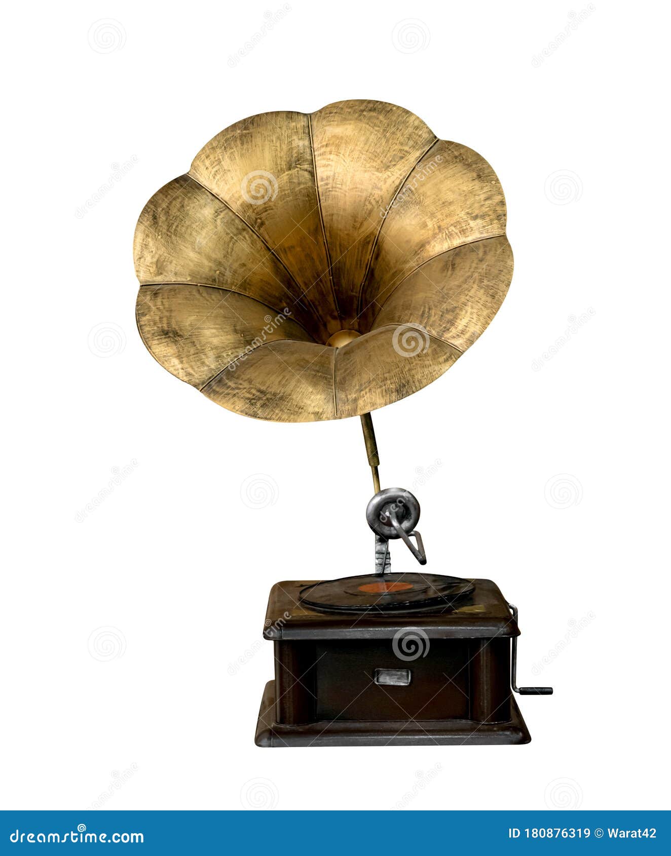 Record Players or Bronze Phonograph Isolated on White Background ...
