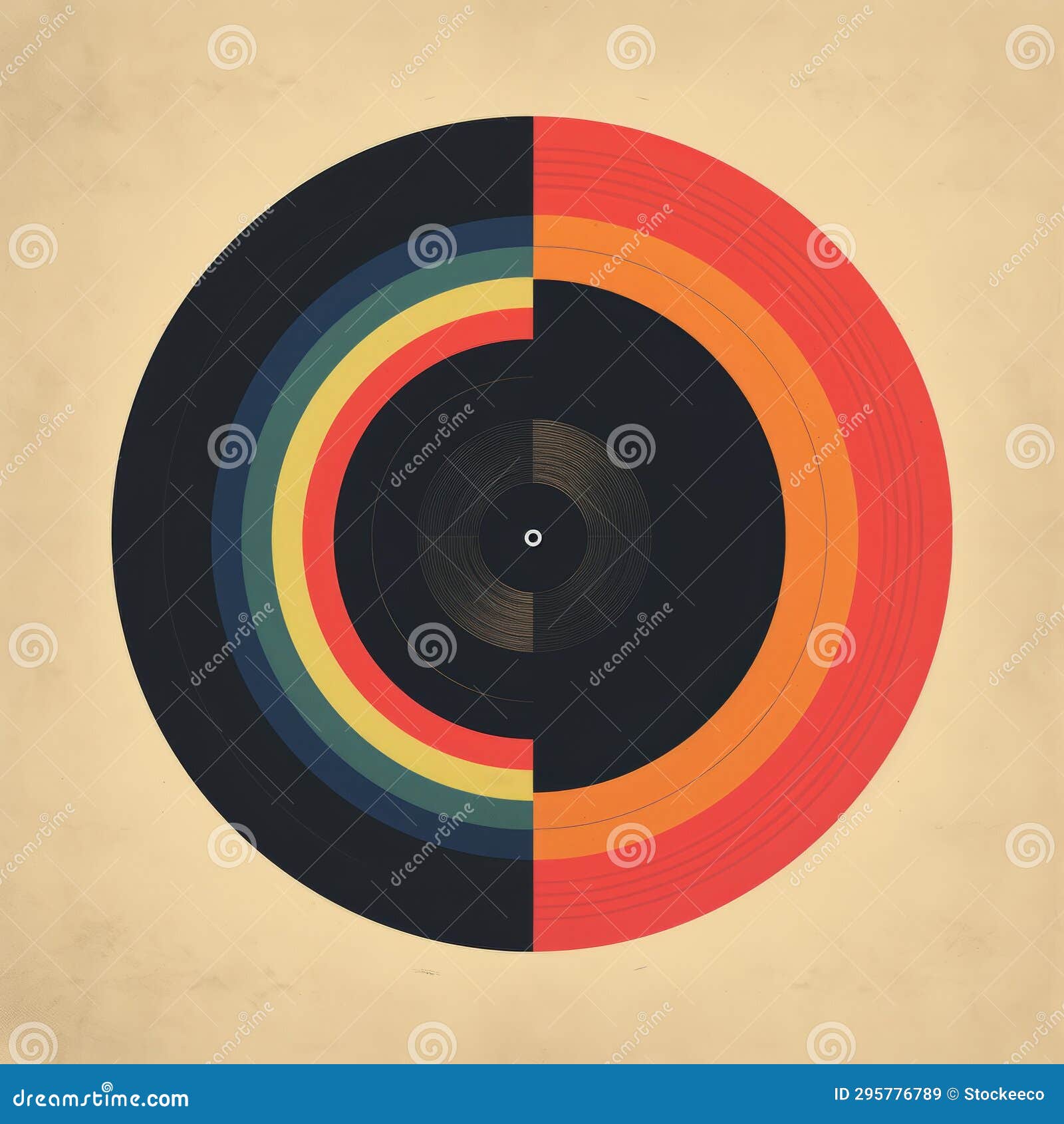 Minimal Funk Record Poster with Colored Vinyl on Beige Background Stock ...