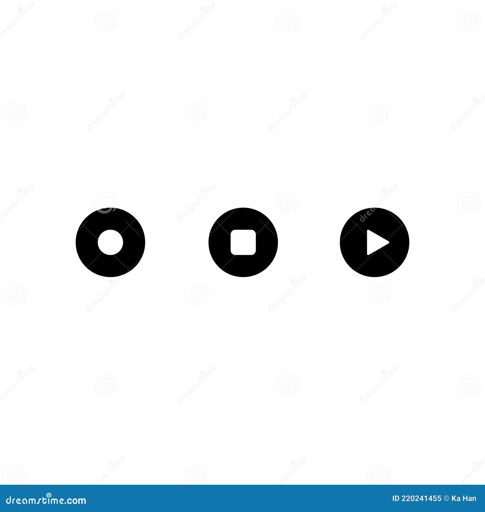 Record, Stop and Play Button Icon Vector. Media Player Element Icons ...