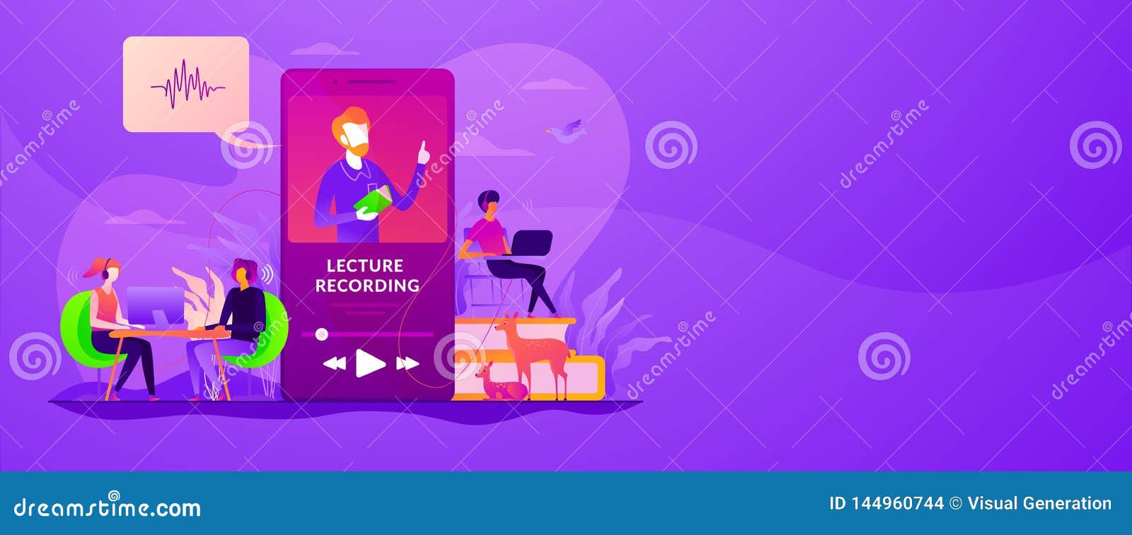 Recorded Classes Web Banner Concept. Stock Vector - Illustration of ...