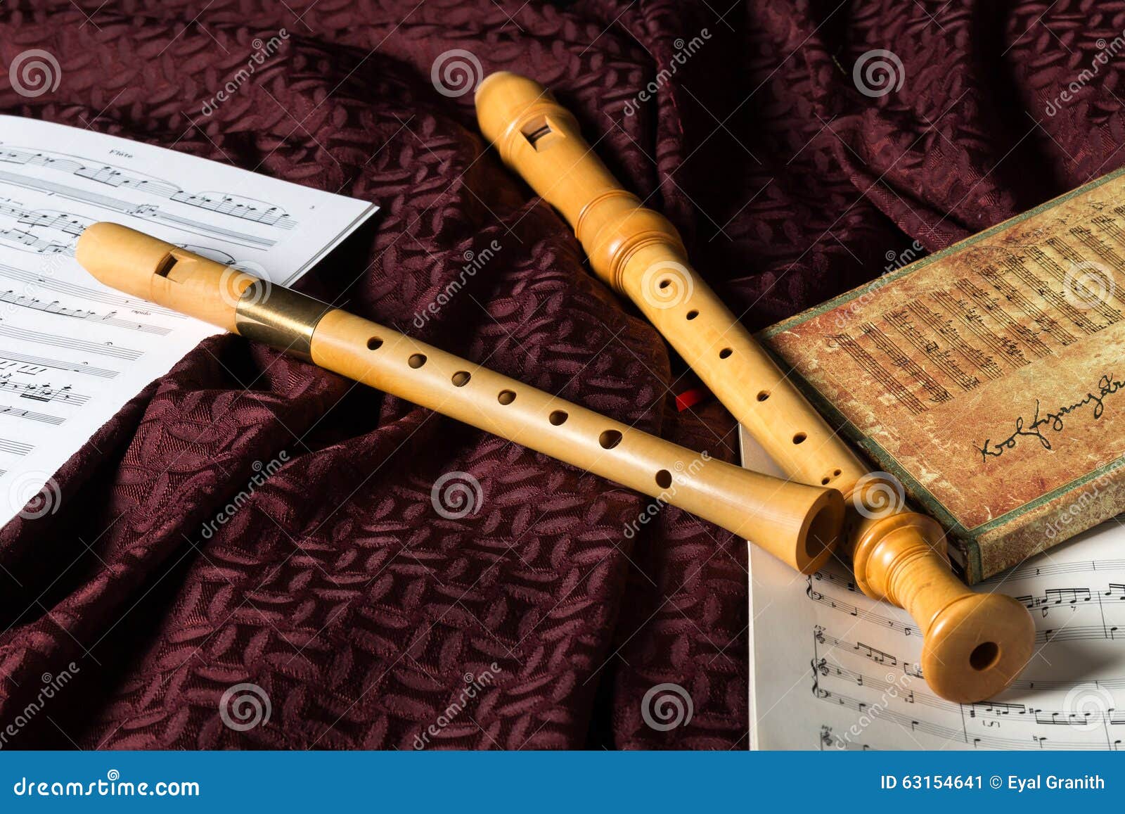 Recorder and music notes stock image. Image of background - 63154641
