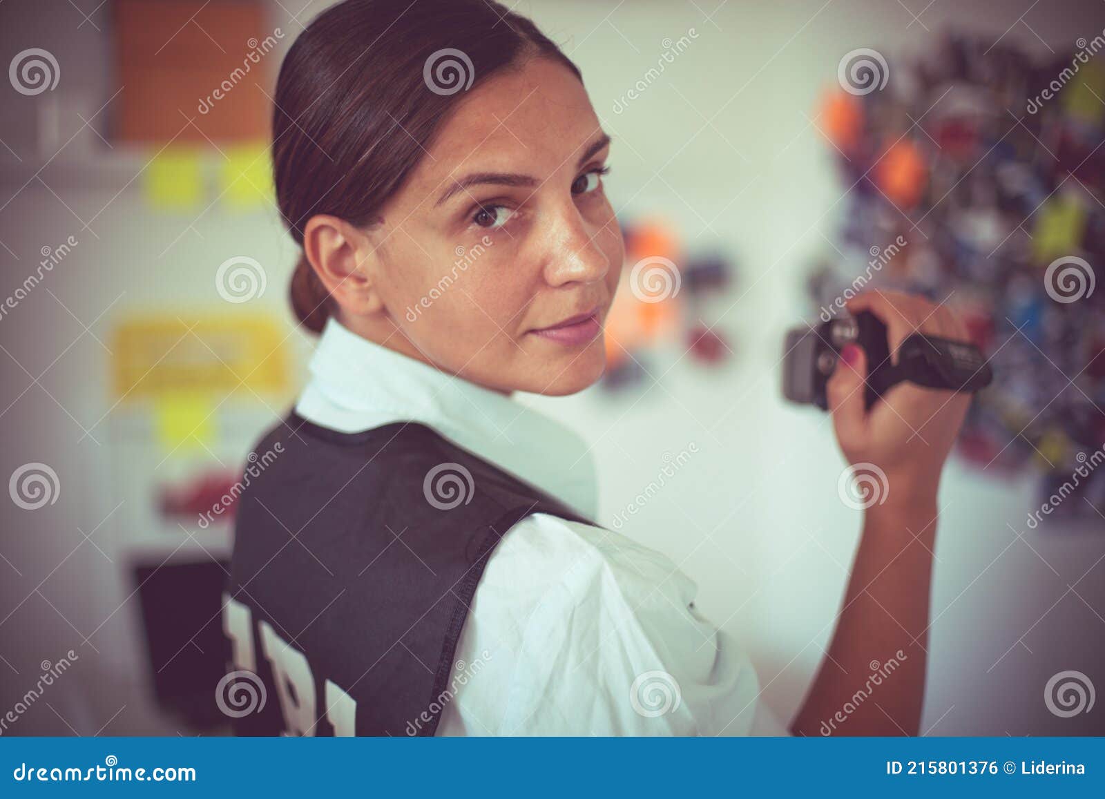 Recording. FBI Female Agent Using Camera Stock Photo - Image of ...