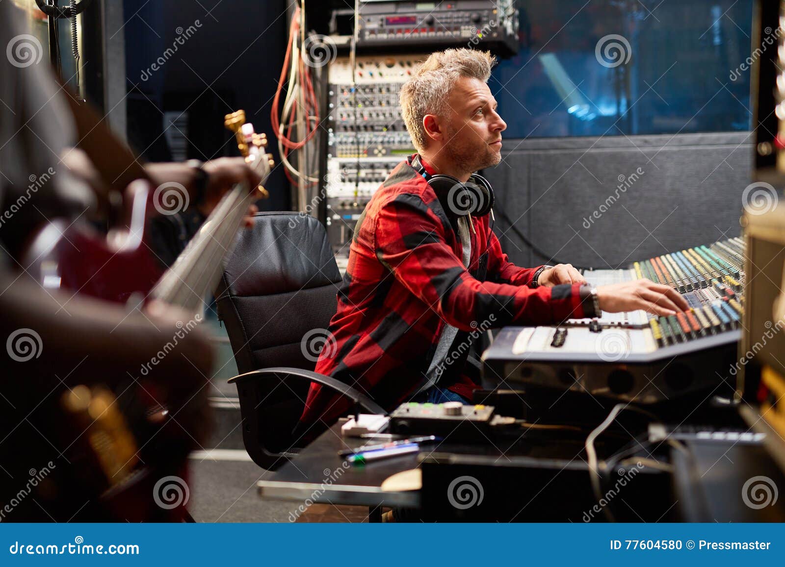 Recording music stock photo. Image of headphones, adult - 77604580