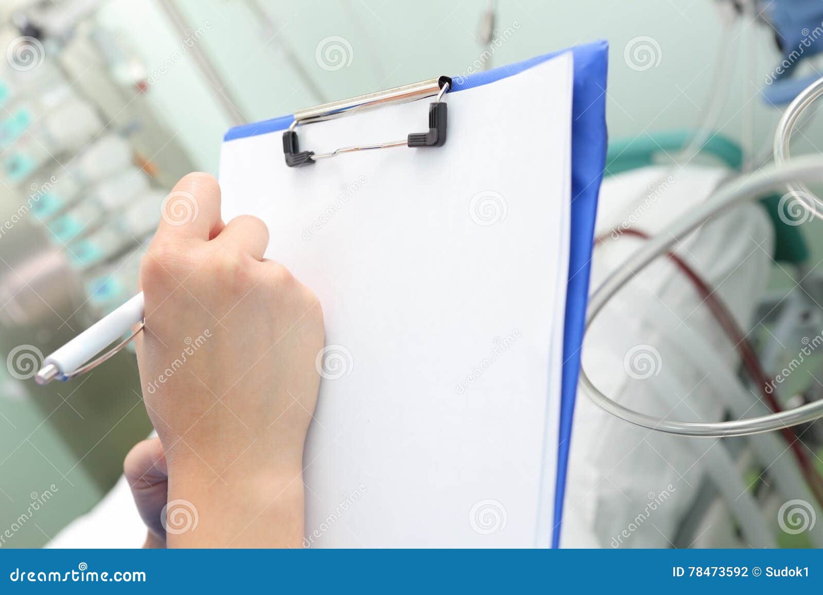 Recording the Status of the Patient in the Hospital Stock Photo - Image ...