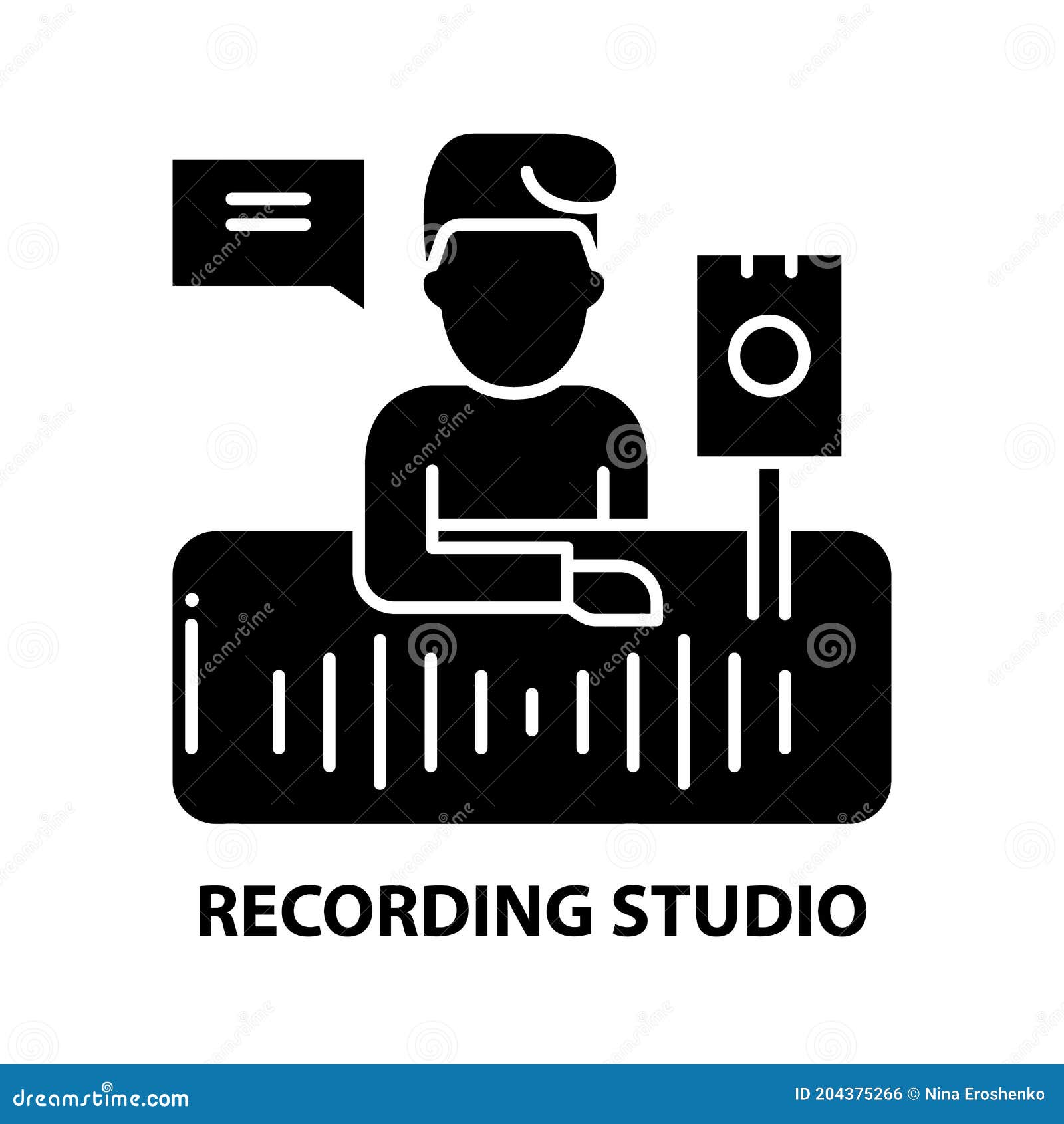 Recording Studio Icon, Black Vector Sign with Editable Strokes, Concept ...