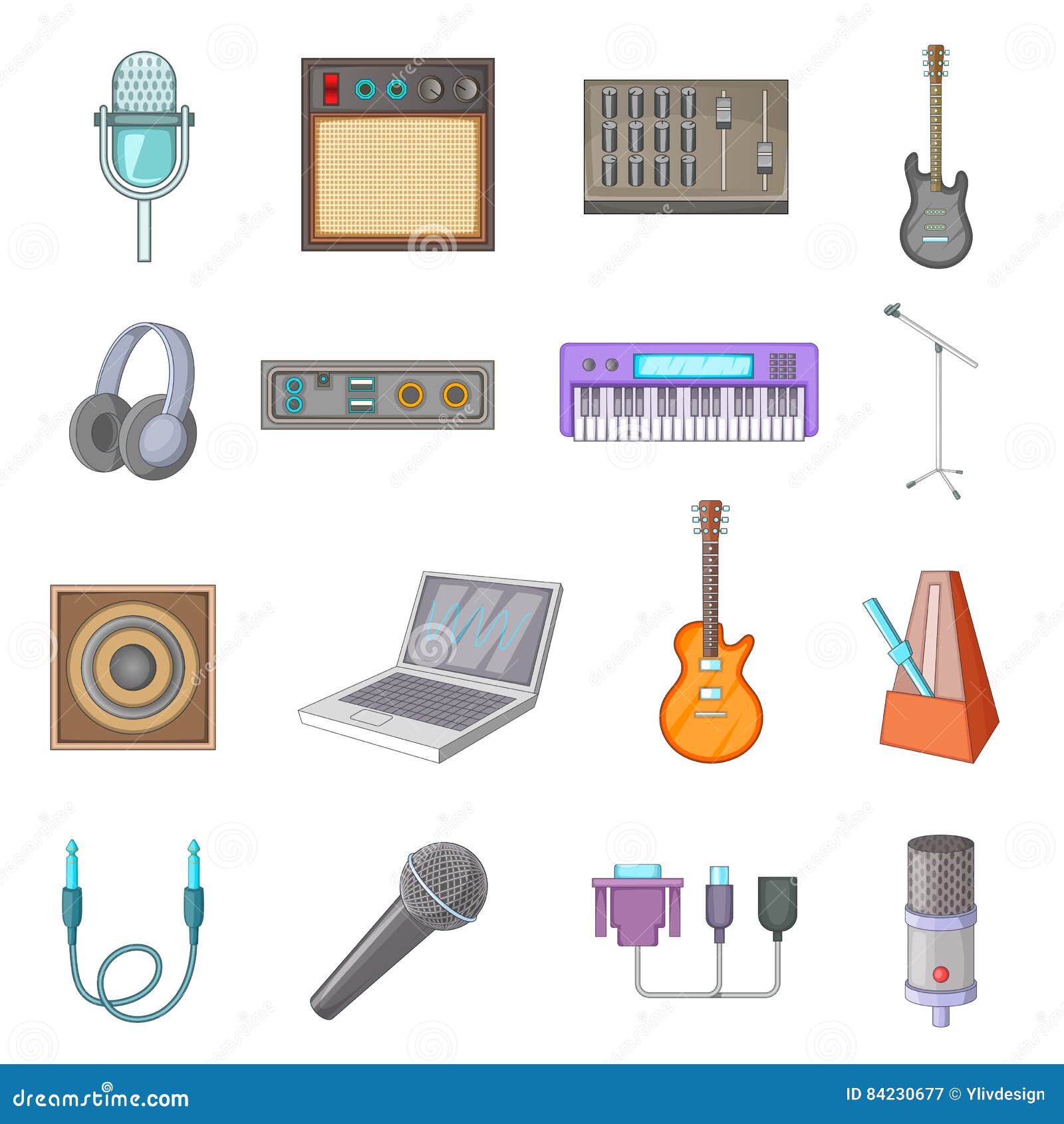 Recording Studio Icons Set, Cartoon Style Stock Vector - Illustration ...