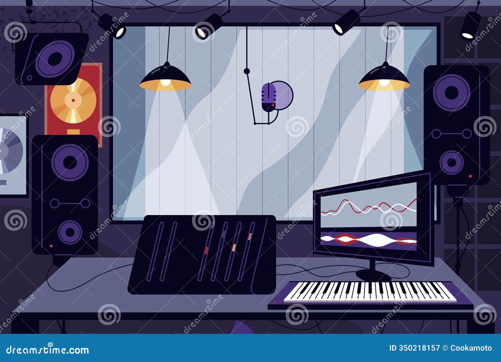 Recording Studio or Music Record Equipment. Vector Stock Illustration ...