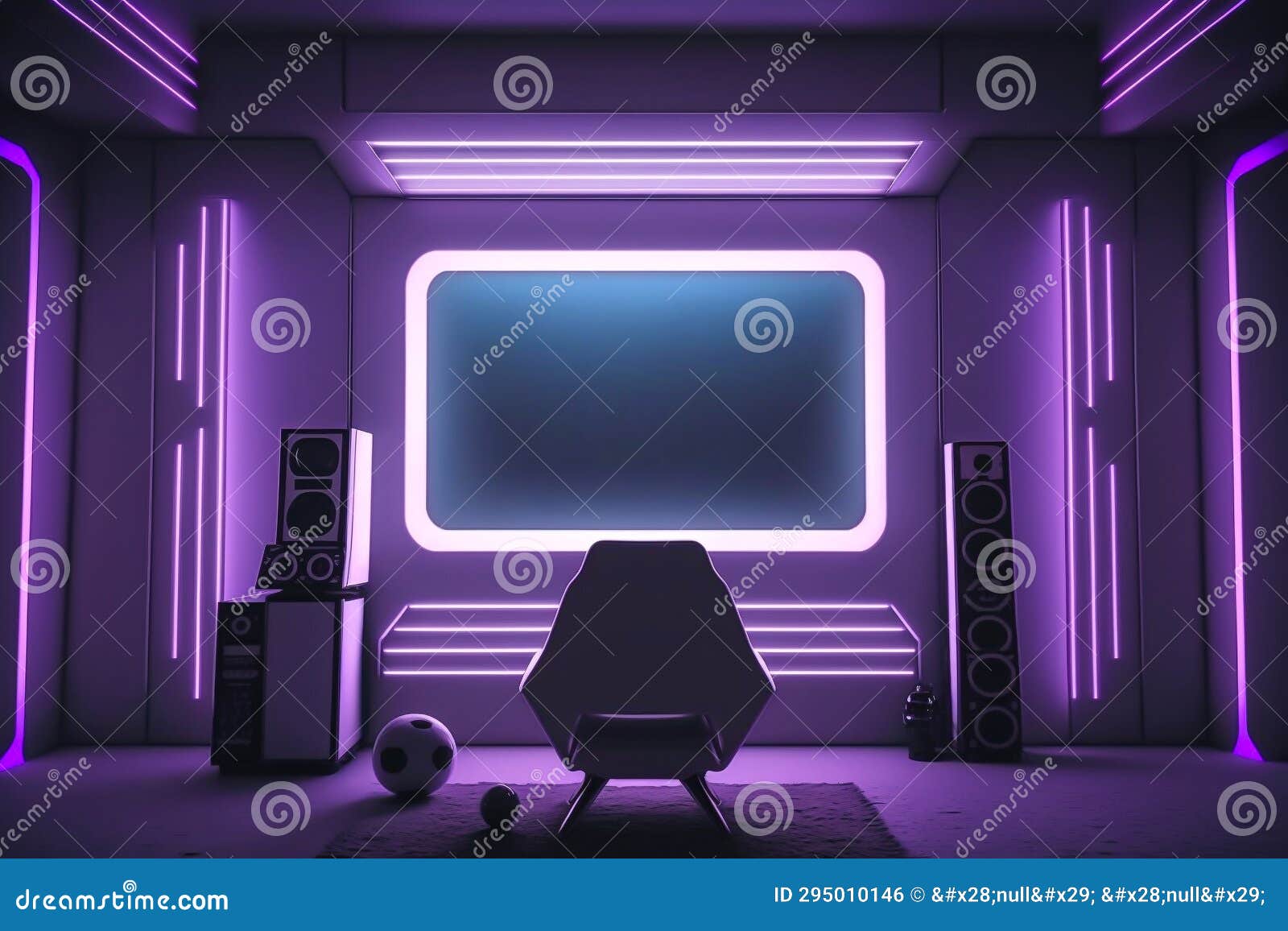 Recording Studio with Neon Lights in Projection. Generative AI Stock ...