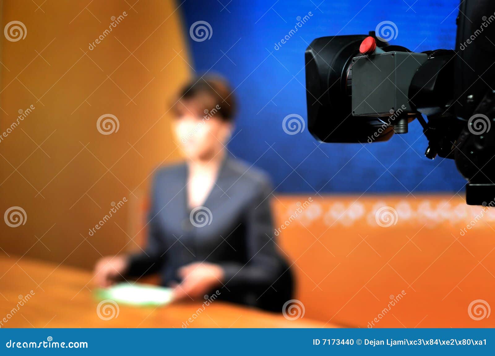 Recording in TV Studio for NEWS Stock Photo - Image of coverage, lens ...