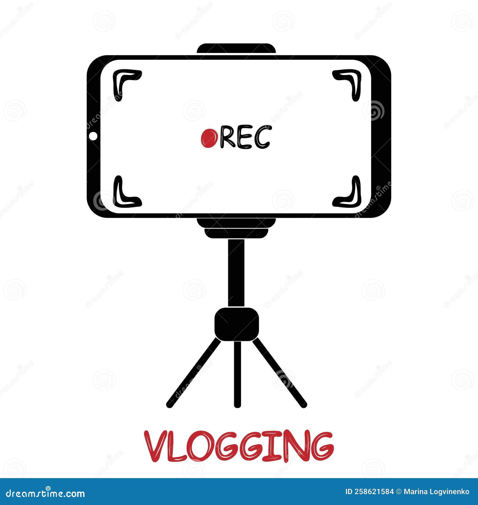 Recording Vlog Using Mobile with Tripod Stock Vector - Illustration of ...