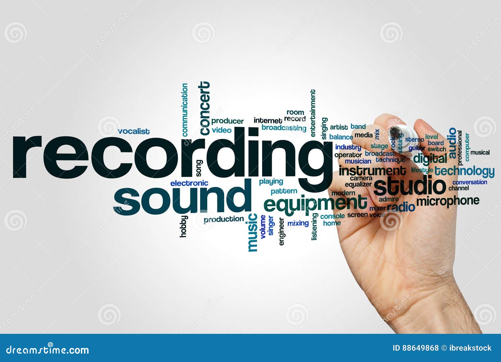 Recording word cloud stock photo. Image of singer, producer - 88649868