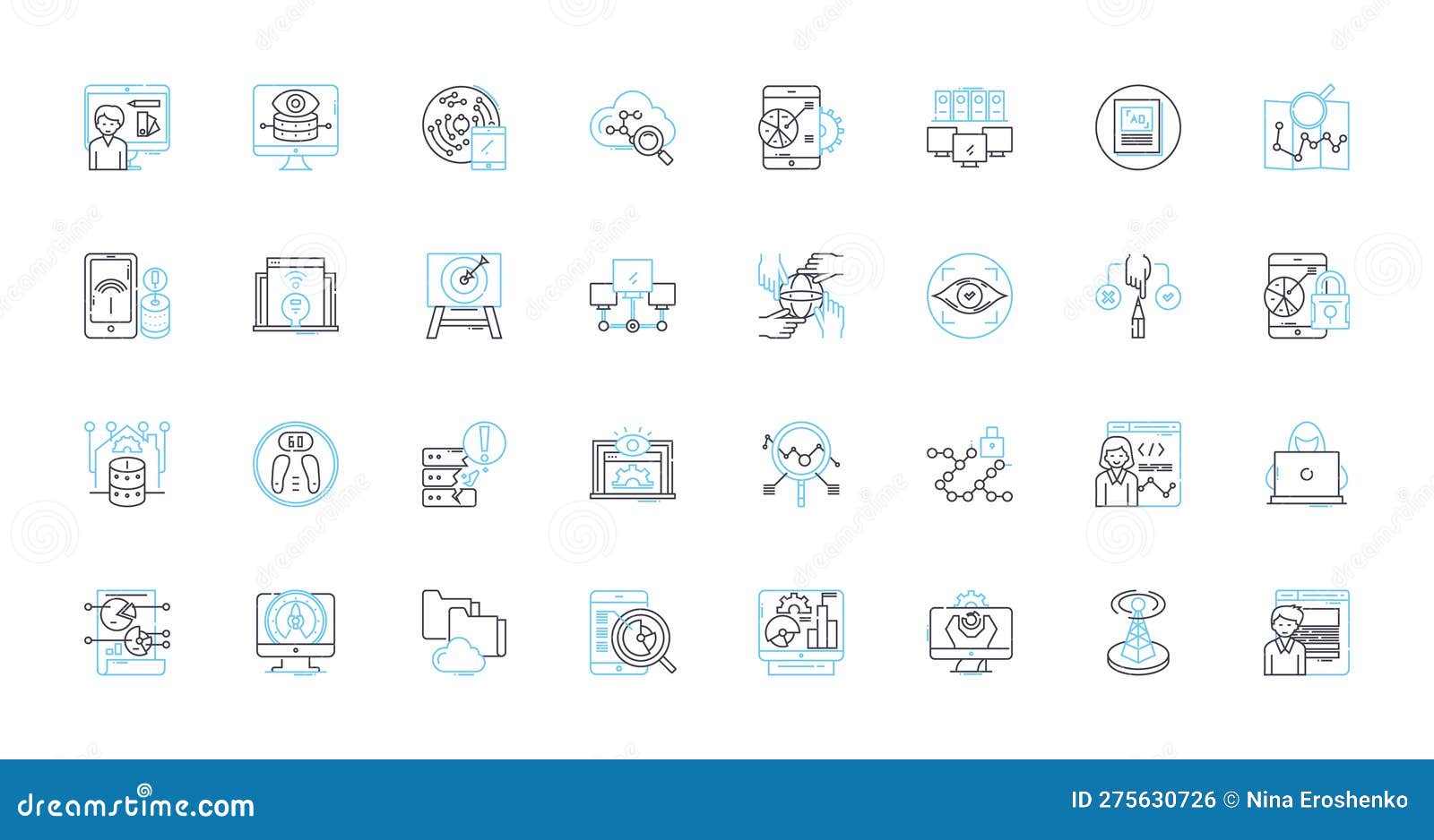 Recordkeeping Methods Linear Icons Set. Digitization, Organization ...