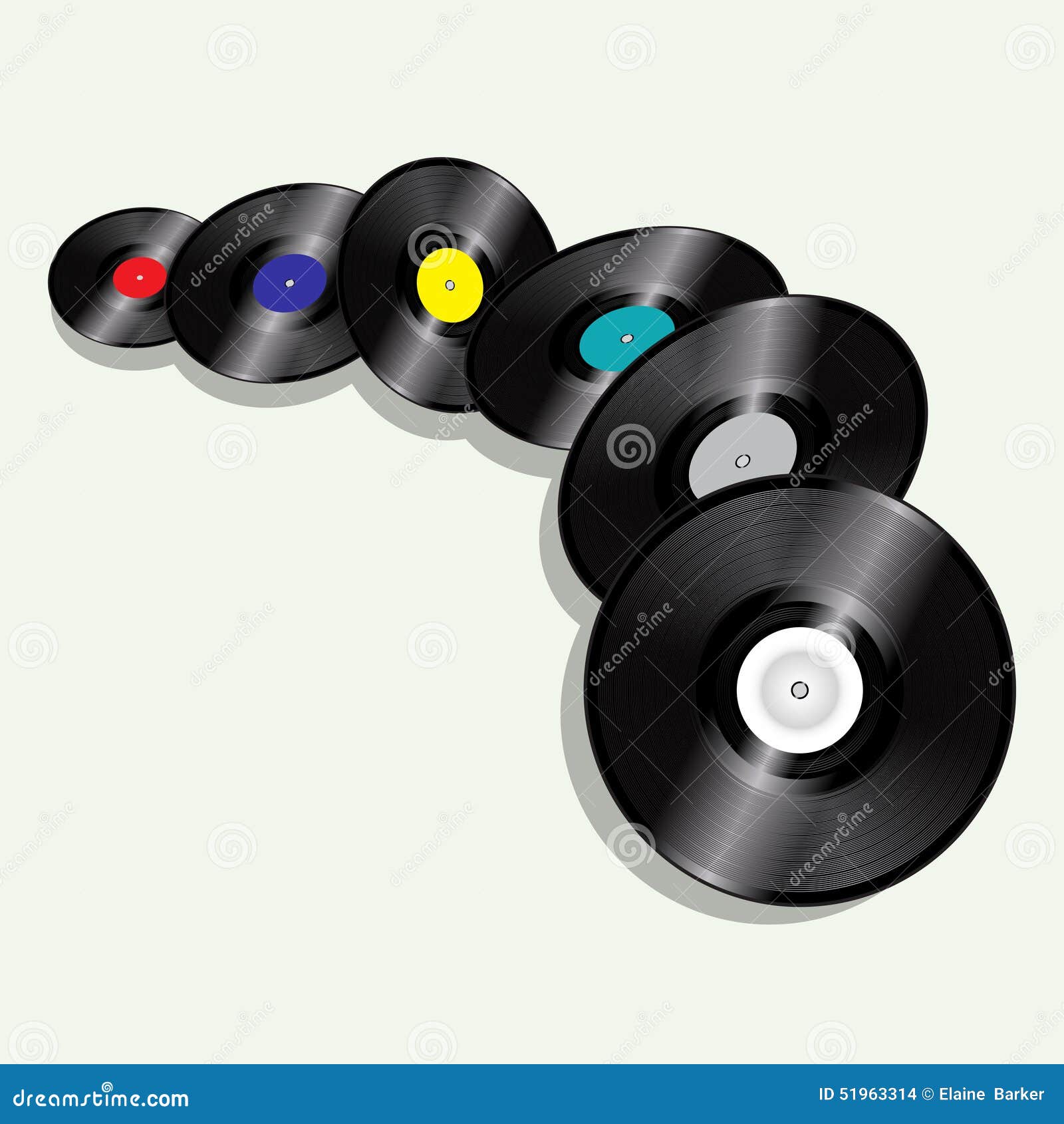 Records Flying on Vintage Green Background Stock Illustration ...