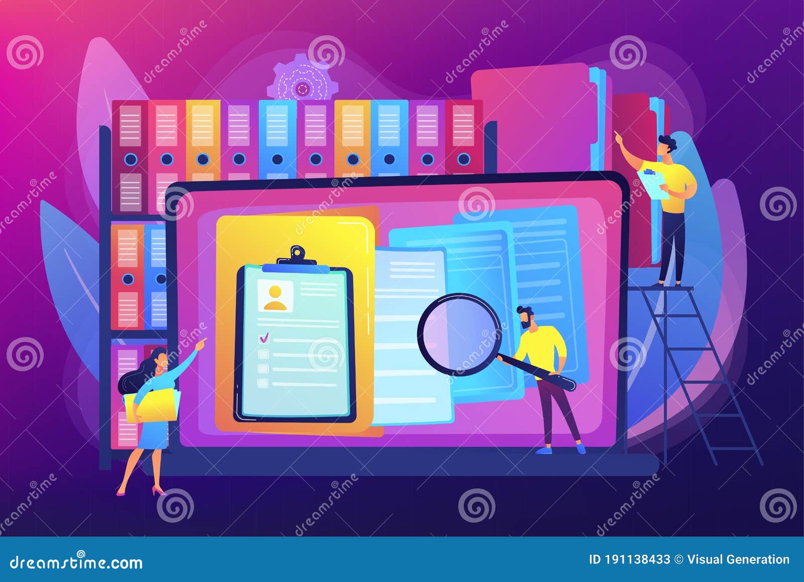 Records Management Concept Cell Blurred Background Royalty-Free Cartoon ...