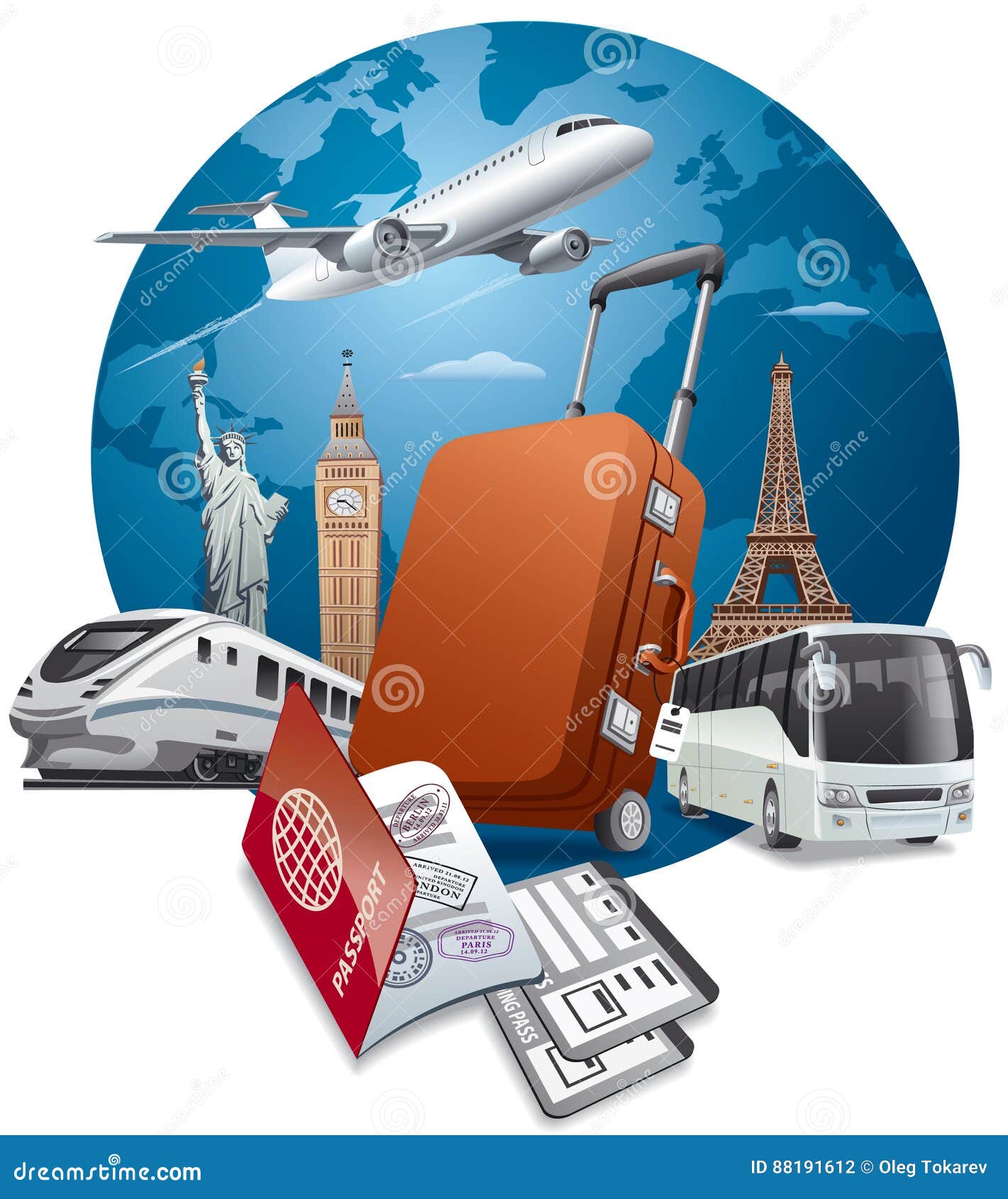 Recorrido Alrededor Del Mundo Stock de ilustración - Ilustración de ...