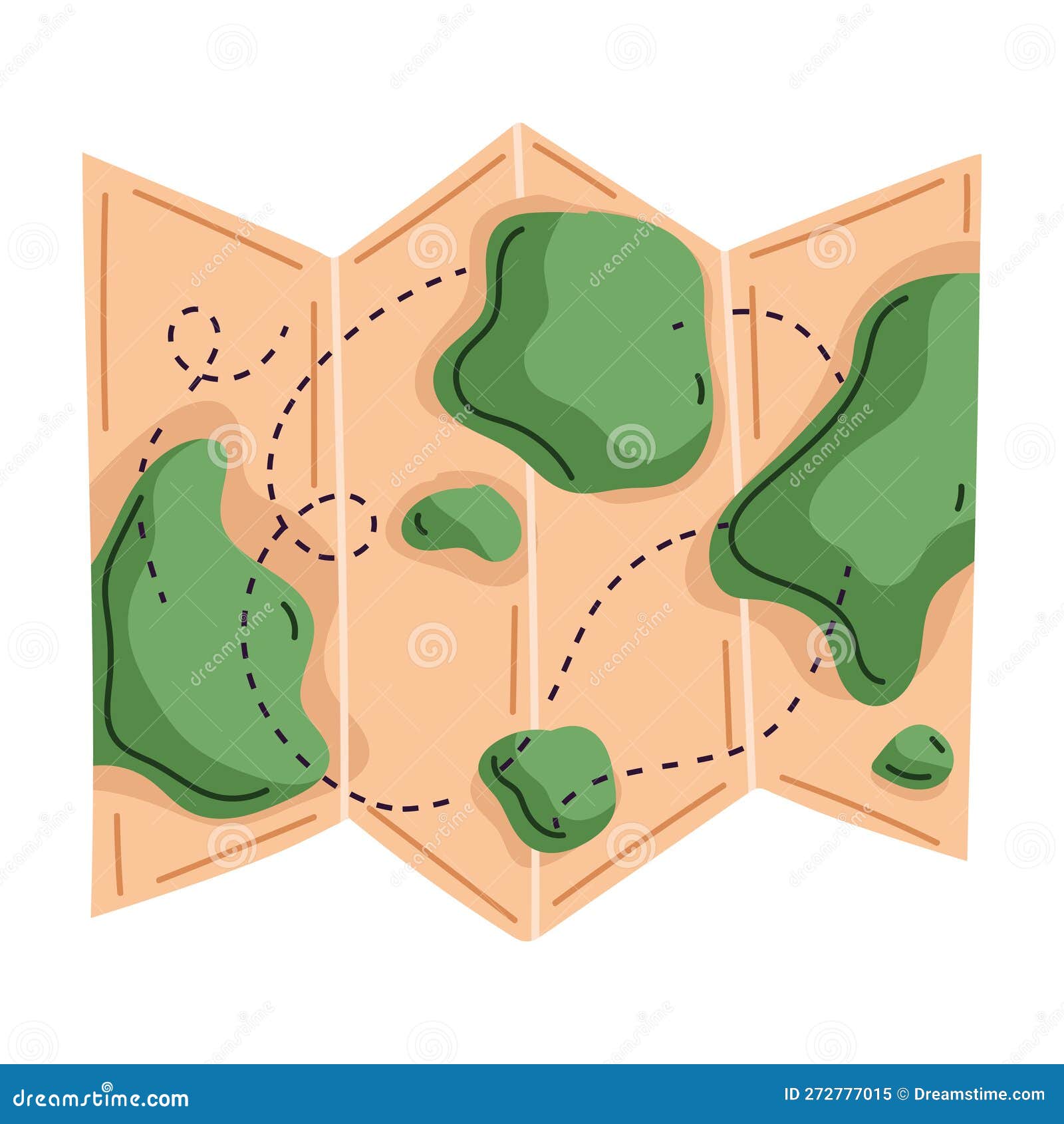 Recorrido de mapa plegado ilustración del vector. Ilustración de ruta ...