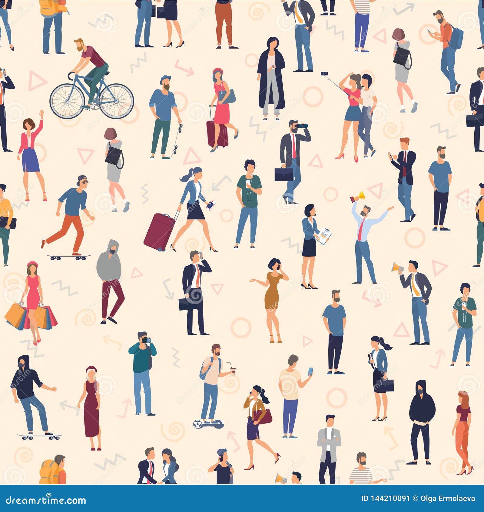 People Crowd. Seamless Background Stock Vector - Illustration of senior ...