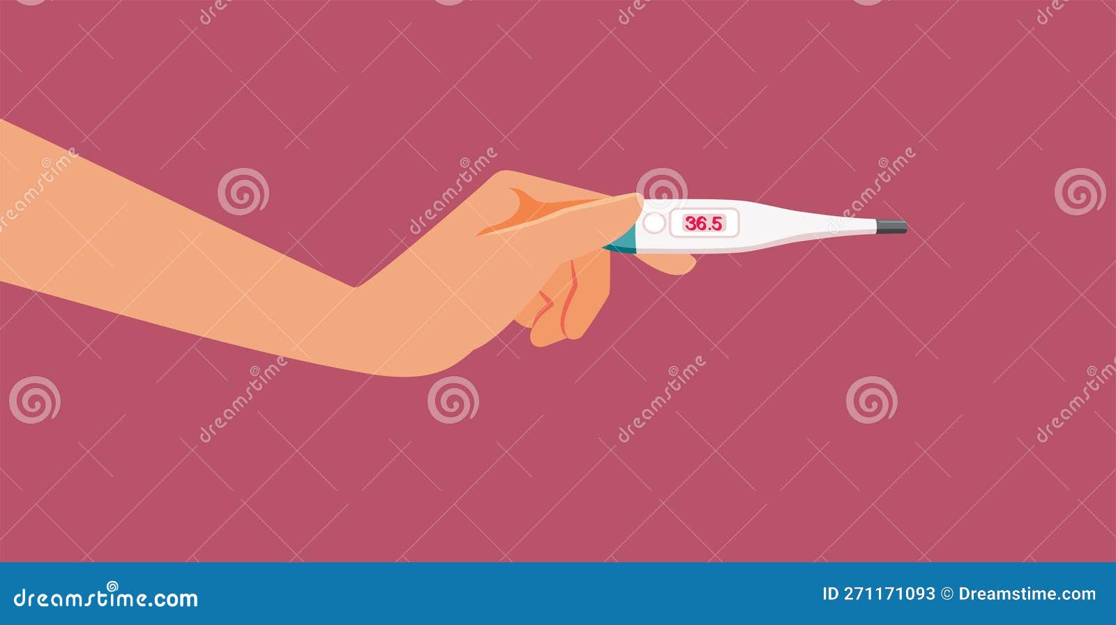 Hand Holding a Digital Thermometer Checking for Fever Vector ...
